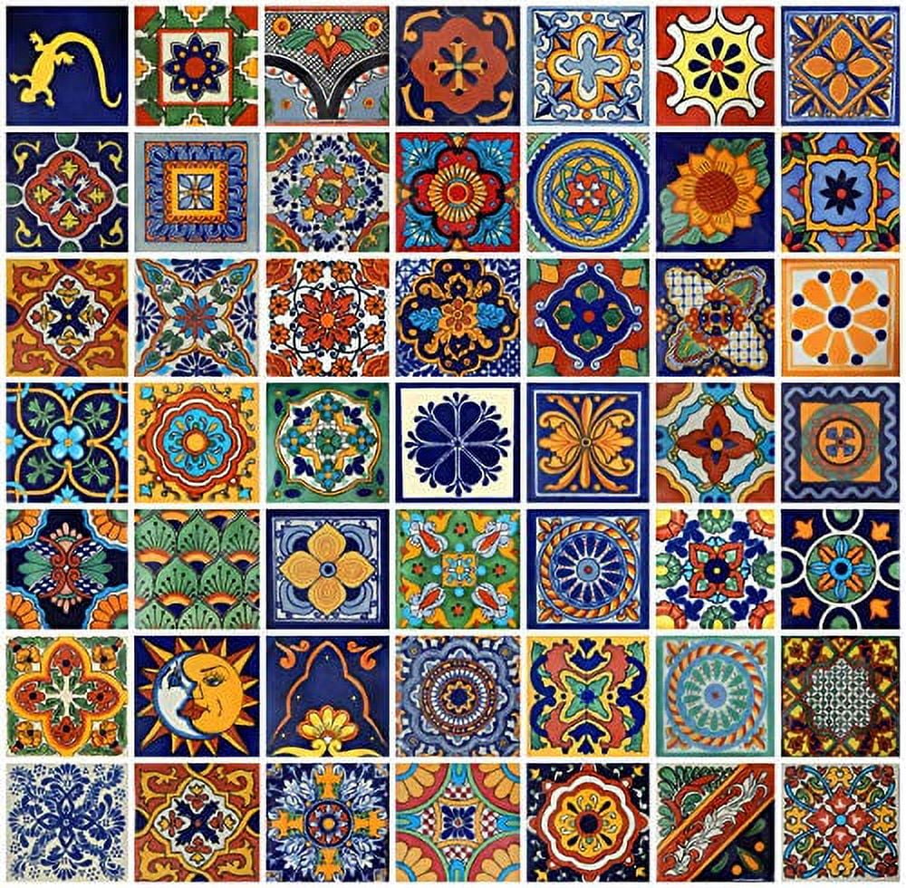 COLOR Y TRADICIÓN 100 Mexican Tiles 4x4 Handpainted Hundred Pieces 50 ...