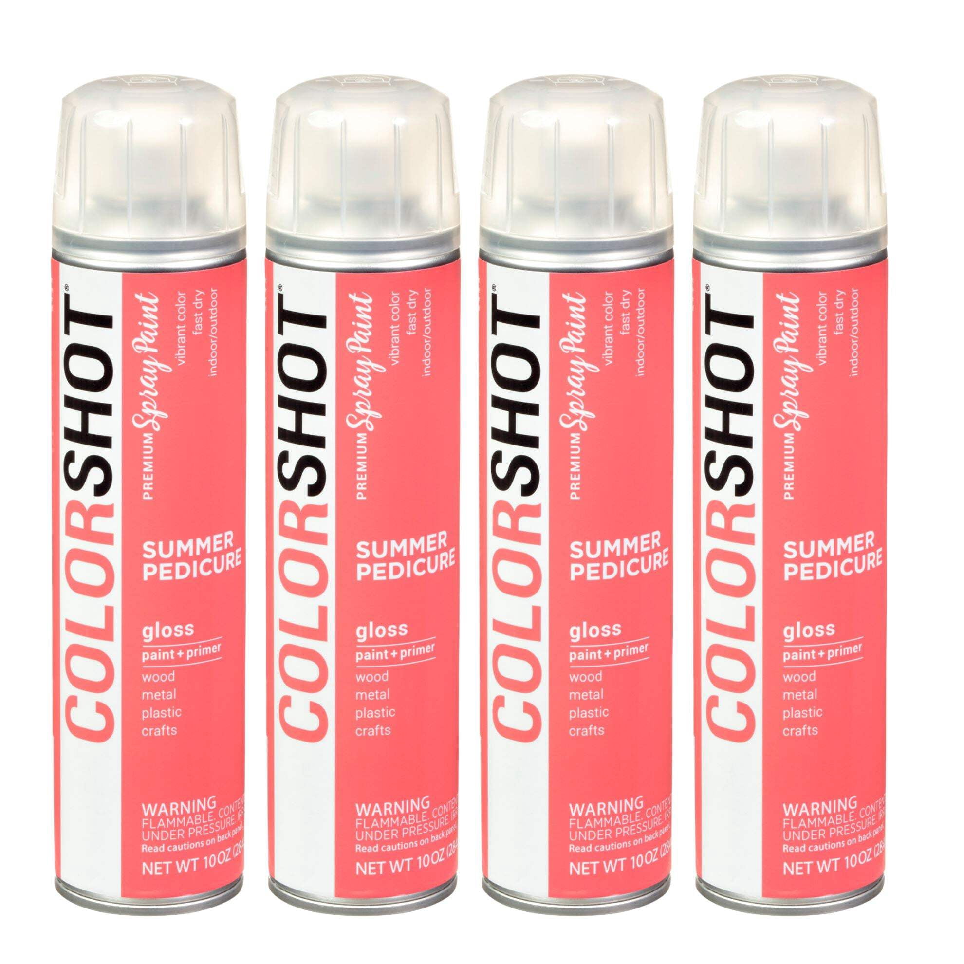 COLORSHOT Gloss Spray Paint Summer Pedicure (Coral) 10 oz. 4 Pack ...