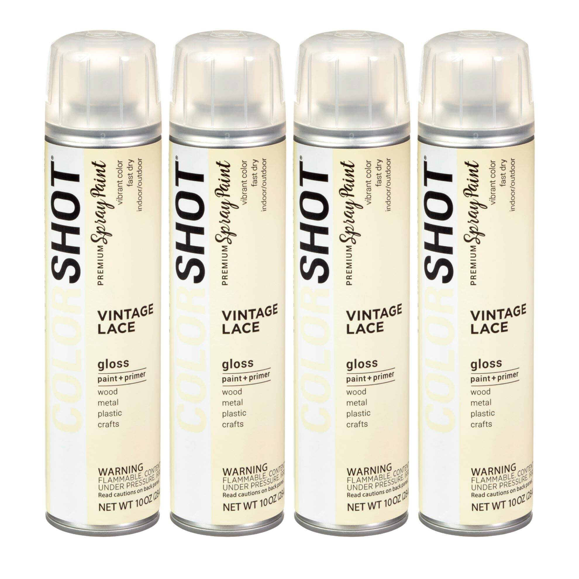 COLORSHOT Gloss Spray Paint Vintage Lace Cream, Acrylic, 10 oz, 4 Pack ...