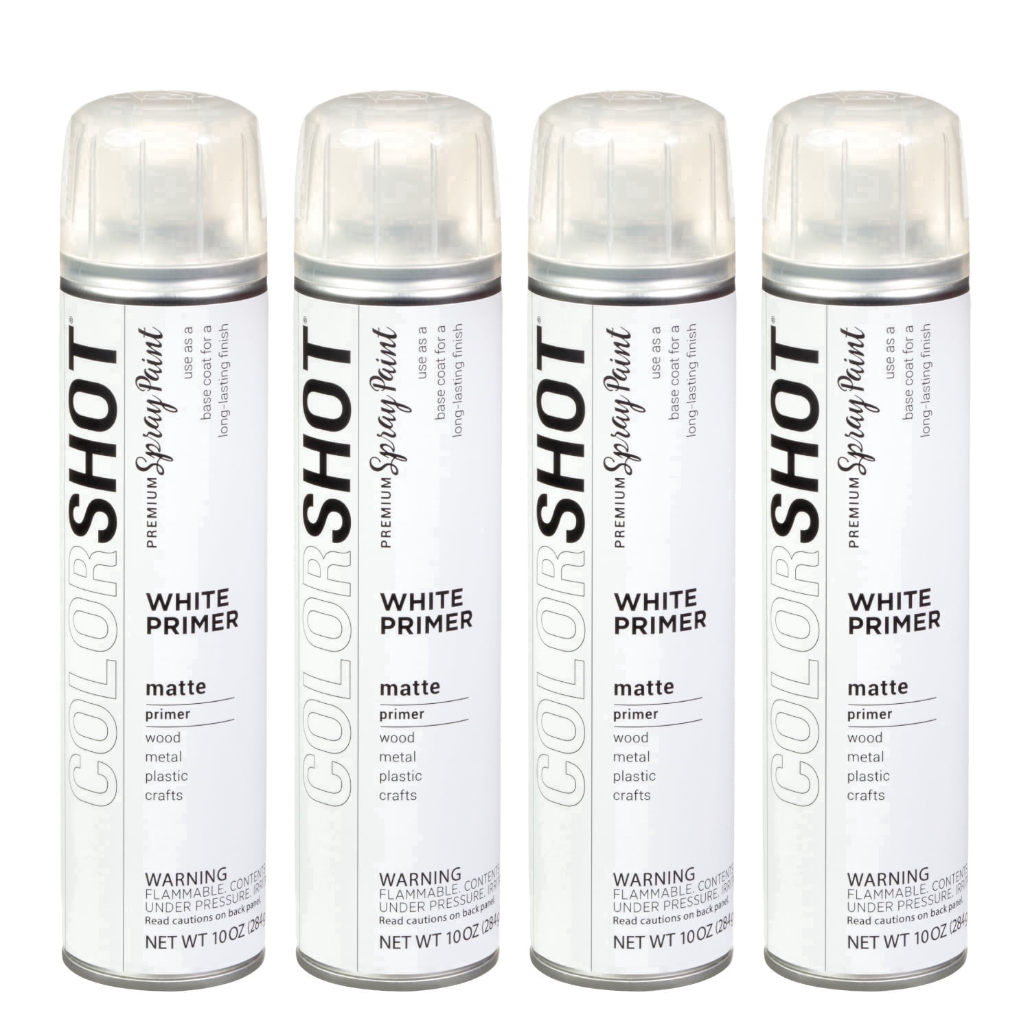 COLORSHOT Matte White Primer, 10 oz. 4 Pack, Fast-Drying Acrylic Paint ...