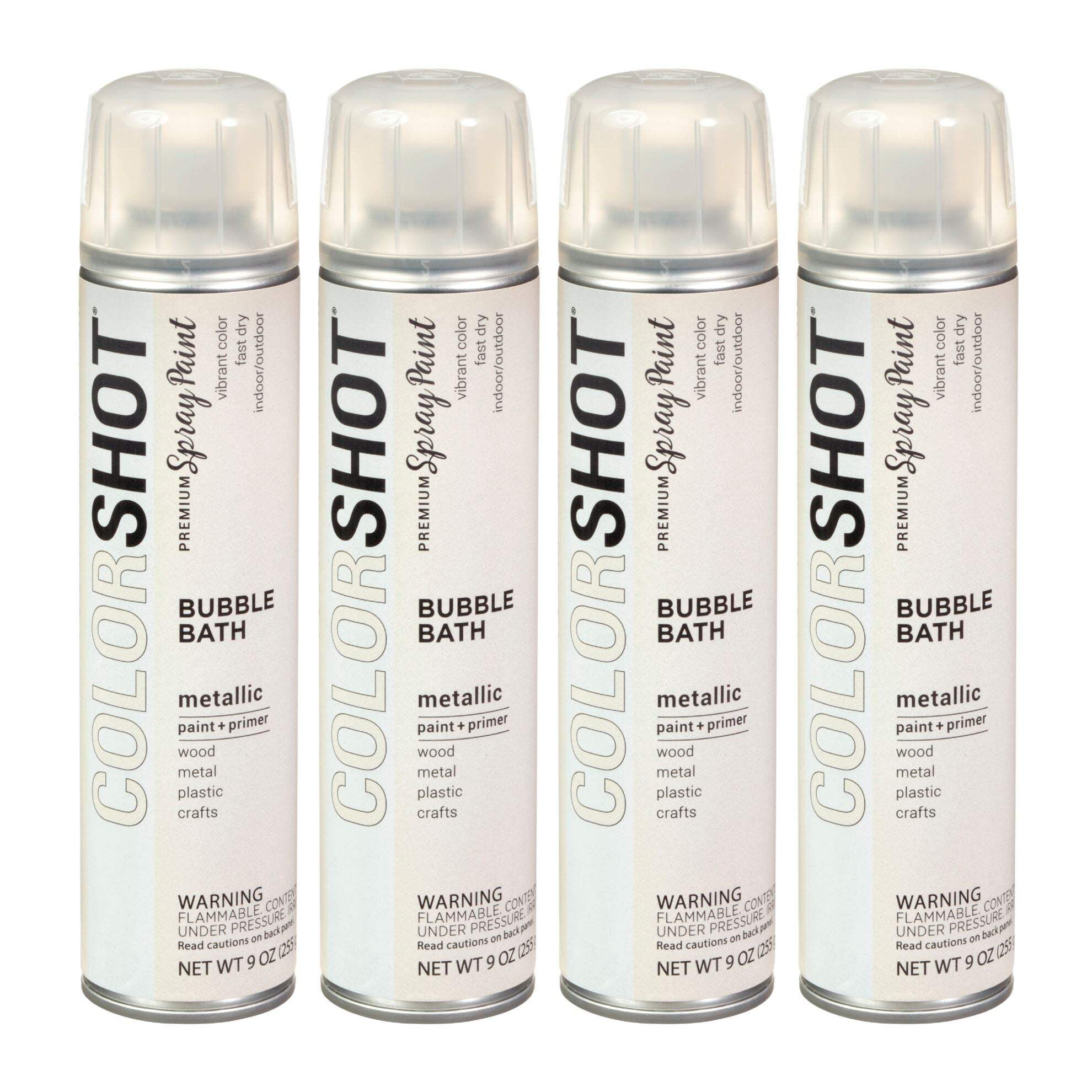 COLORSHOT Metallic Spray Paint Bubble Bath (White) 9 oz. 4 Pack for ...