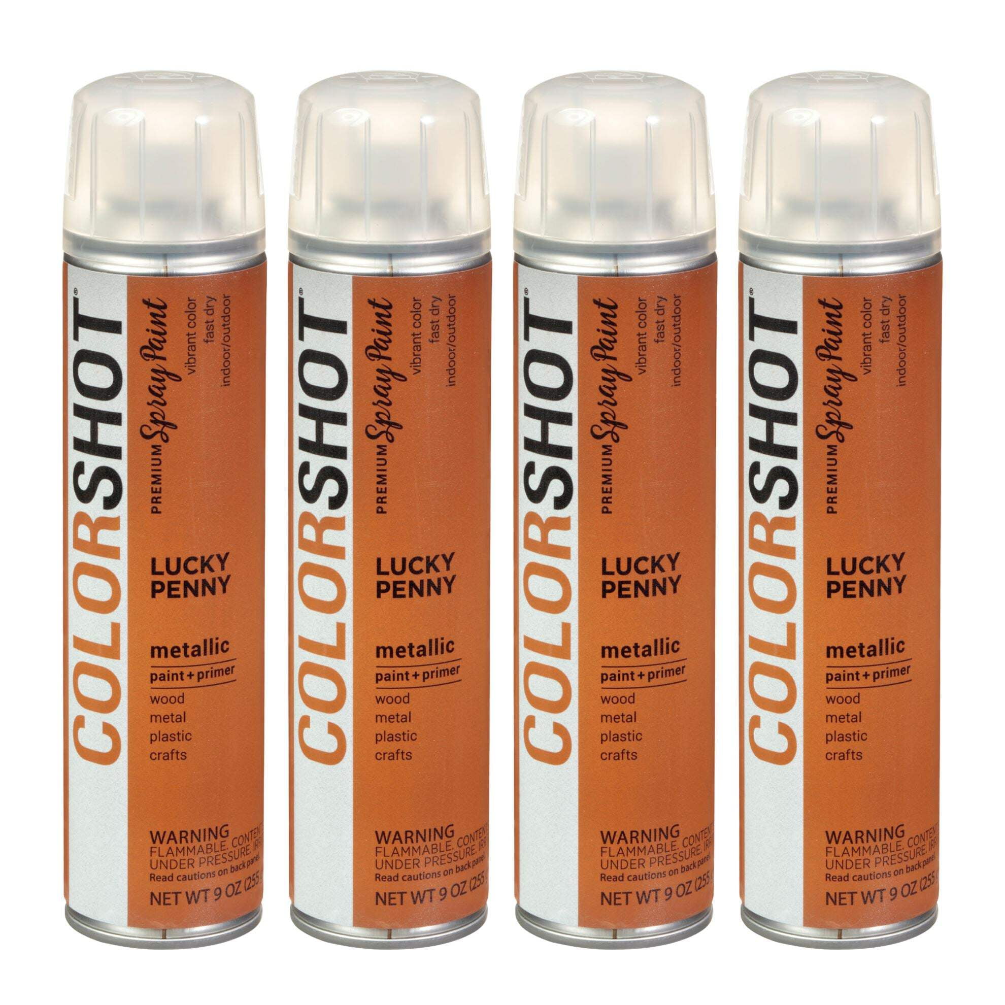 COLORSHOT Premium Metallic Spray Paint Lucky Penny (Copper) 9 oz. 4 ...