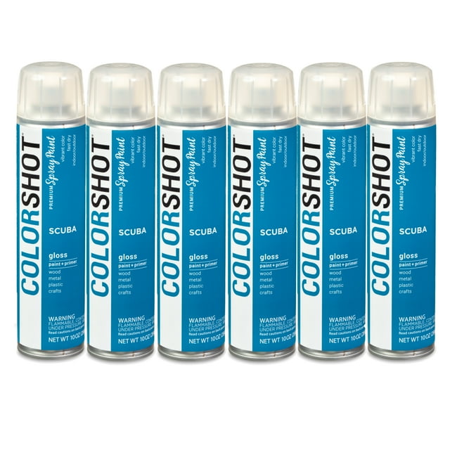 COLORSHOT Premium Spray Paint Gloss Scuba (Marine Blue), 10 oz, 6 Pack ...