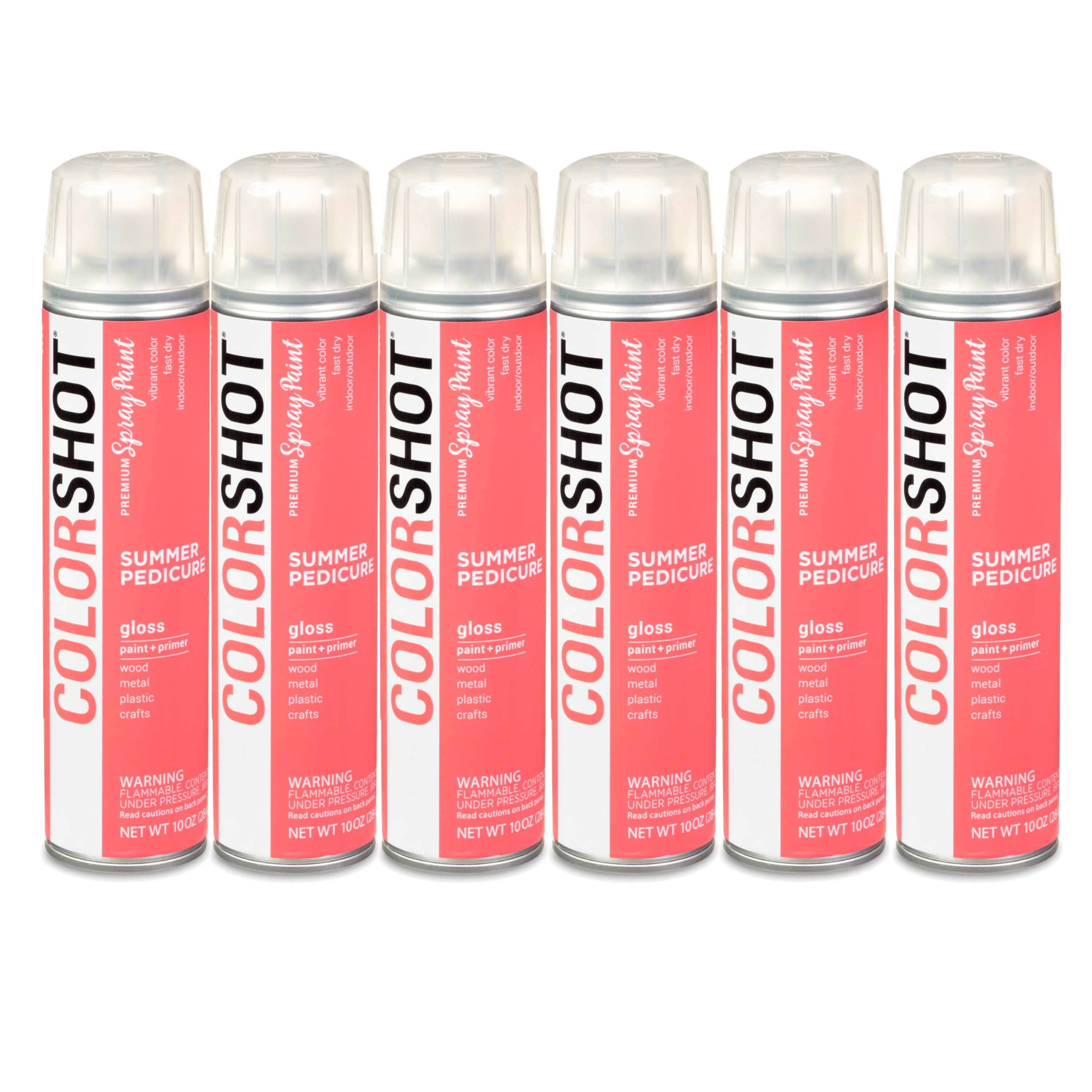 COLORSHOT Premium Spray Paint Gloss Summer Pedicure (Coral), 10 oz, 6 ...