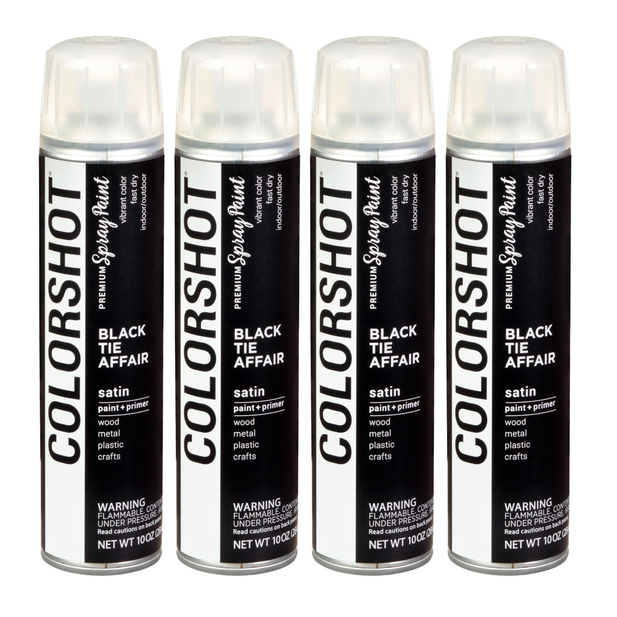 COLORSHOT Satin Spray Paint Black Tie Affair (Black) 10 oz. 4 Pack ...