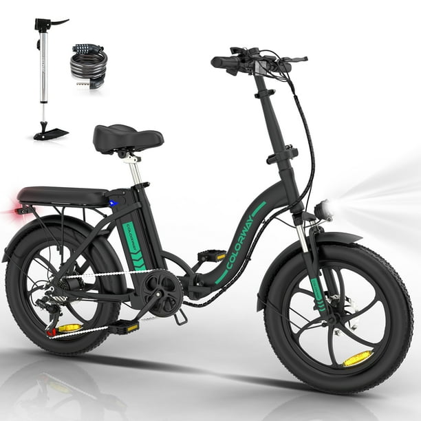 COLORWAY 20x3.0 Fat Tire Electric Bike, 11.2Ah/36V/500W E-Bike, 7-SHIMANO 19.9MPH Bicycle for ...