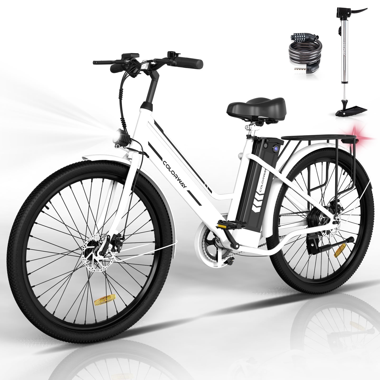 COLORWAY 26" Electric Bike for Woman, 500W Powerful Motor, 36V 12AH ...