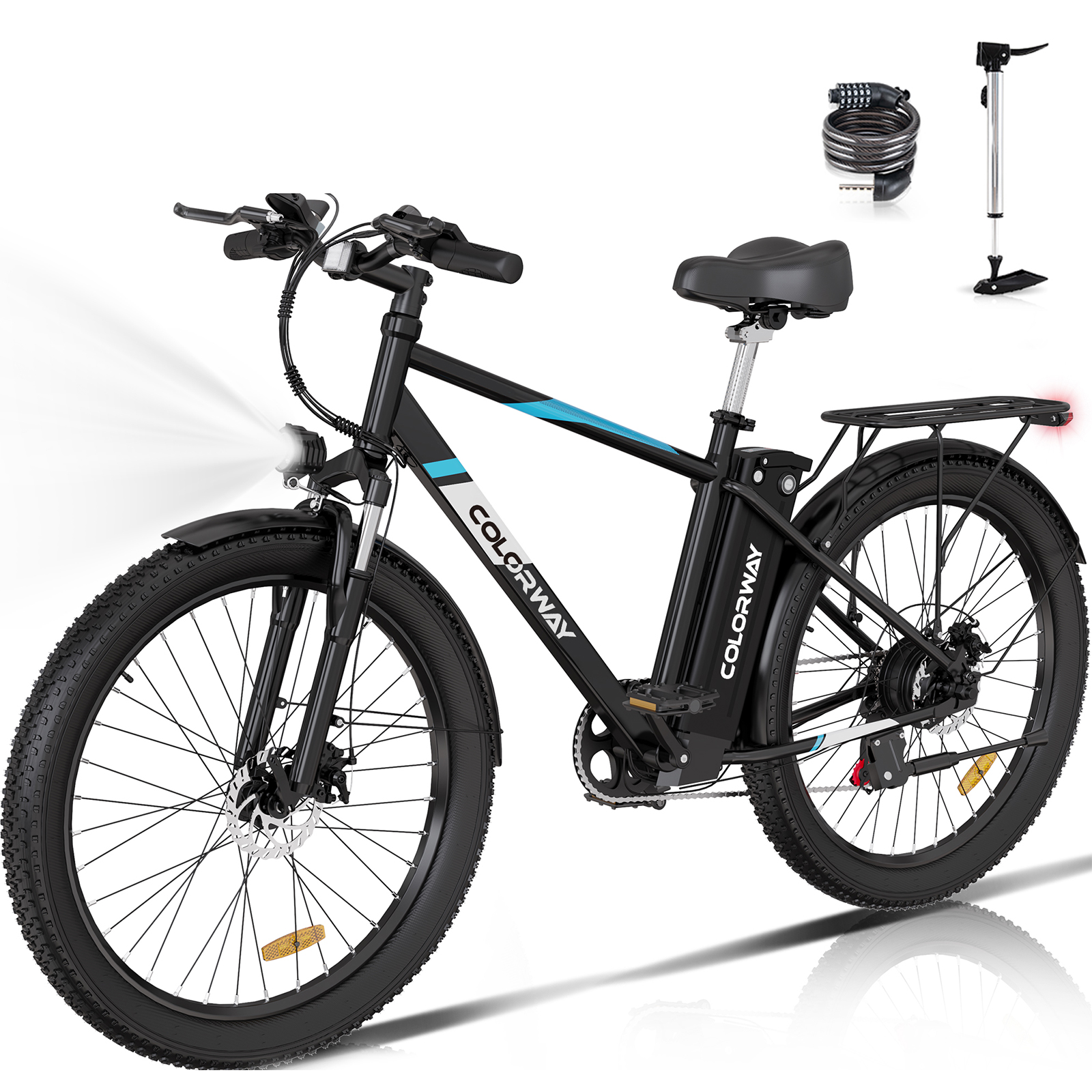 28'' Adults Electric Bike 500W Electric City Cruiser Bicycles Shimano 7 ...