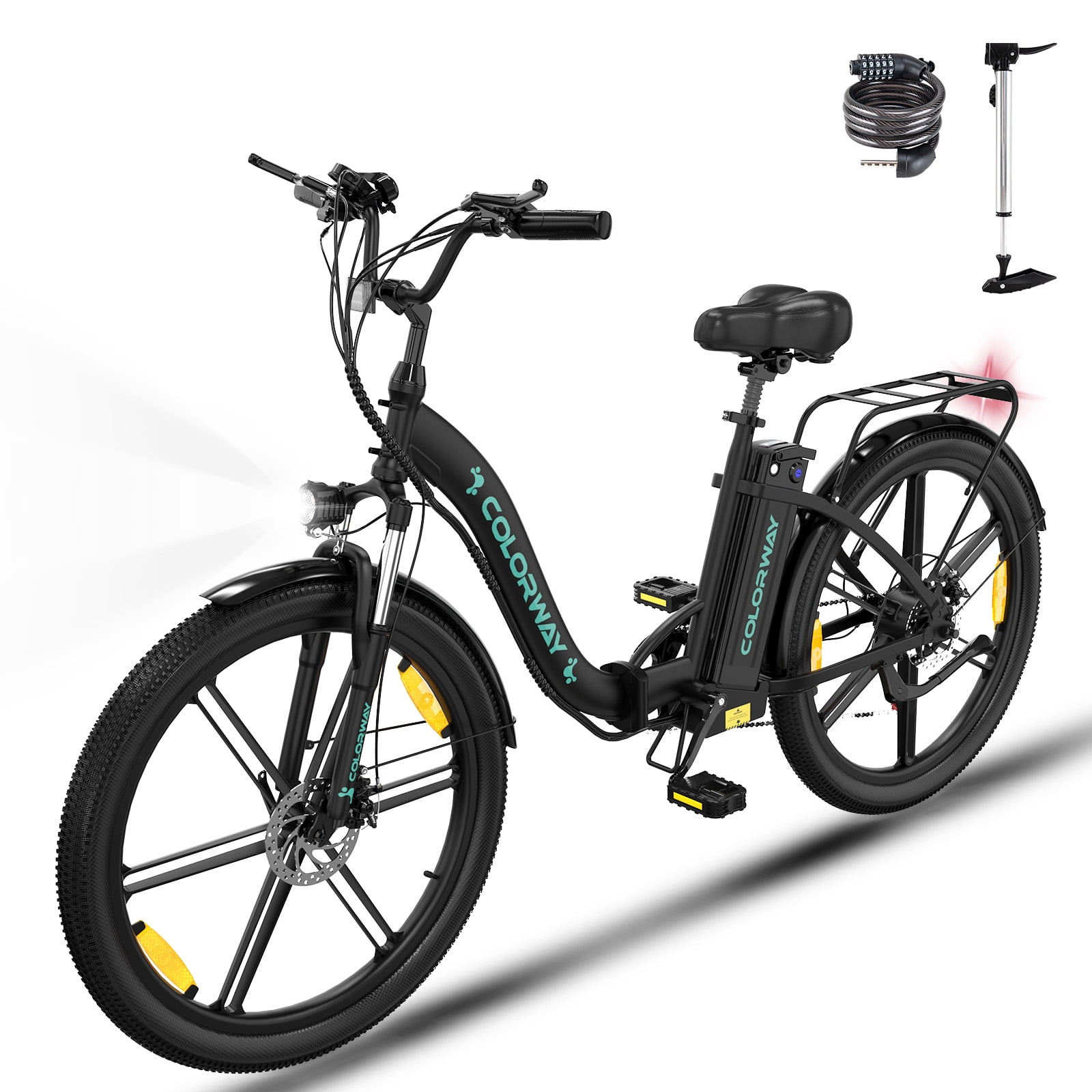 "COLORWAY BK37M 26"" Folding Commuter Electric Bike for Adults, 500W, 36V/10.4AH with Removable ...