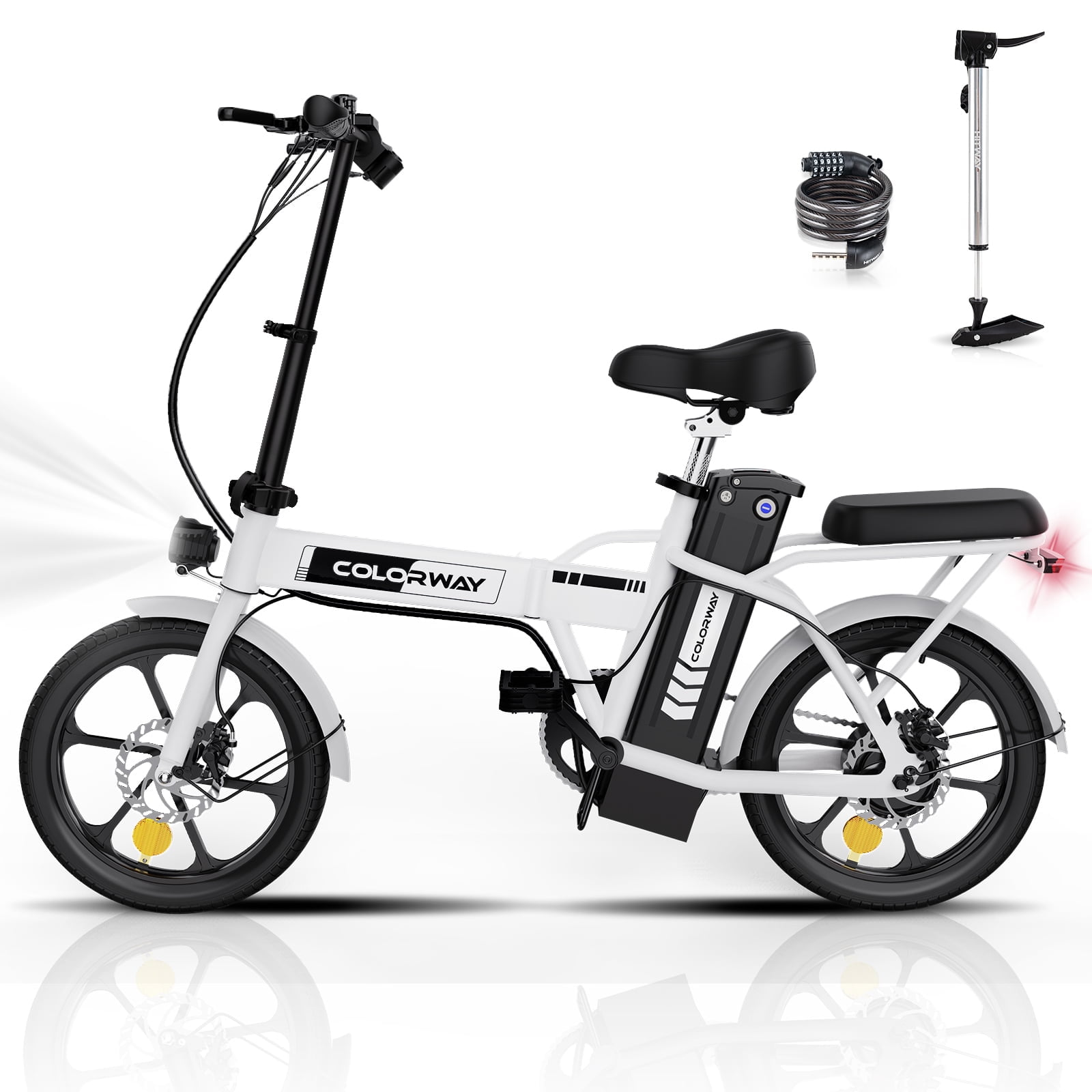 COLORWAY E-Bike, 500W 8.4Ah 36V Removable Battery, Pedal Assist Folding Bicycle, 19.9MPH, UL2849 ...