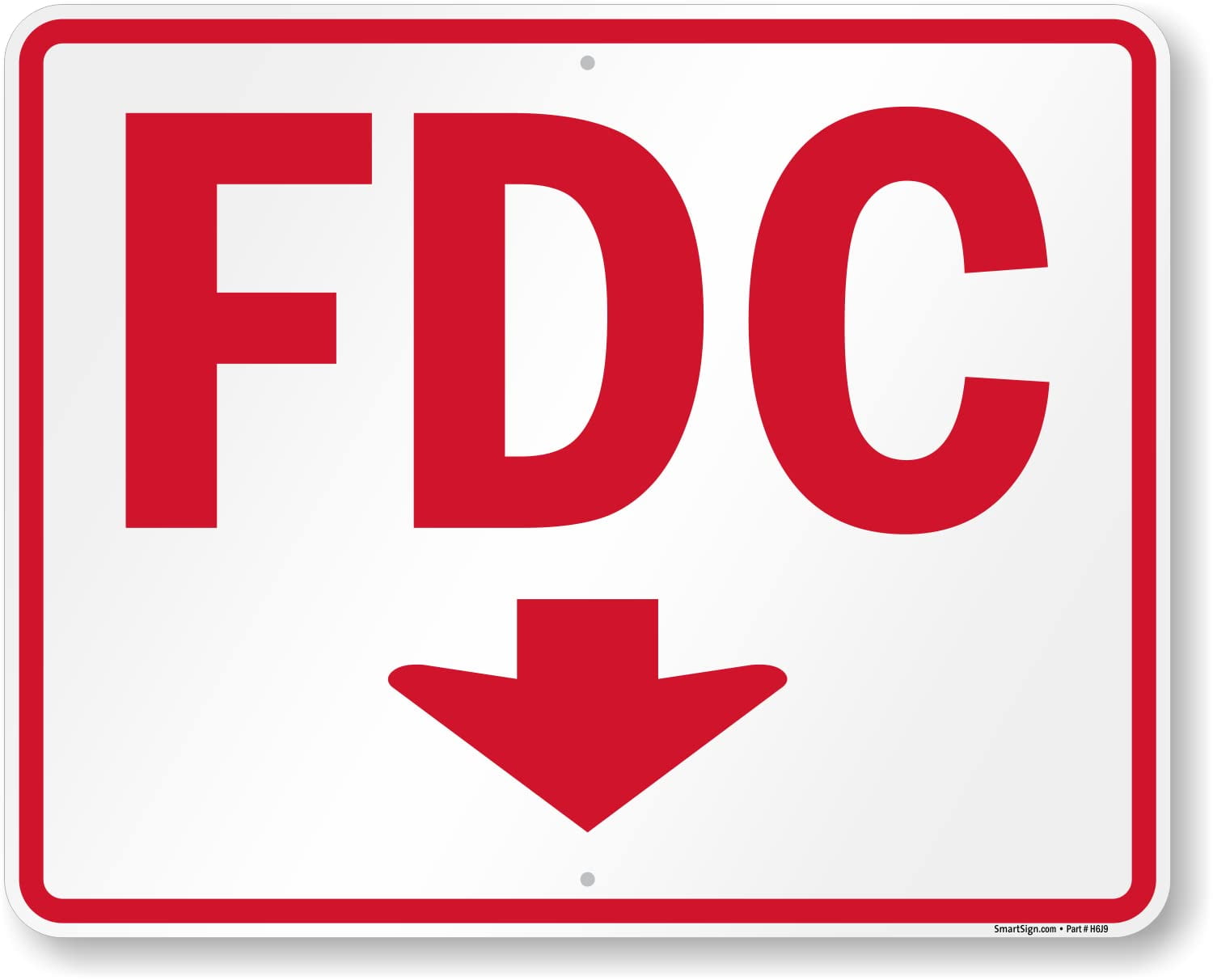 COLOUR 24 x 30 inch “FDC Fire Department Connection” Metal Sign with ...