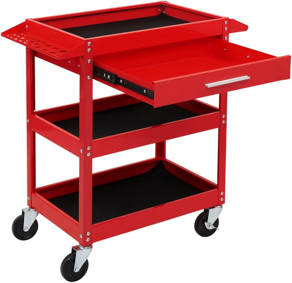 COLOUR 3 Tier Rolling Tool Cart with Drawer, Tool Service Cart on ...