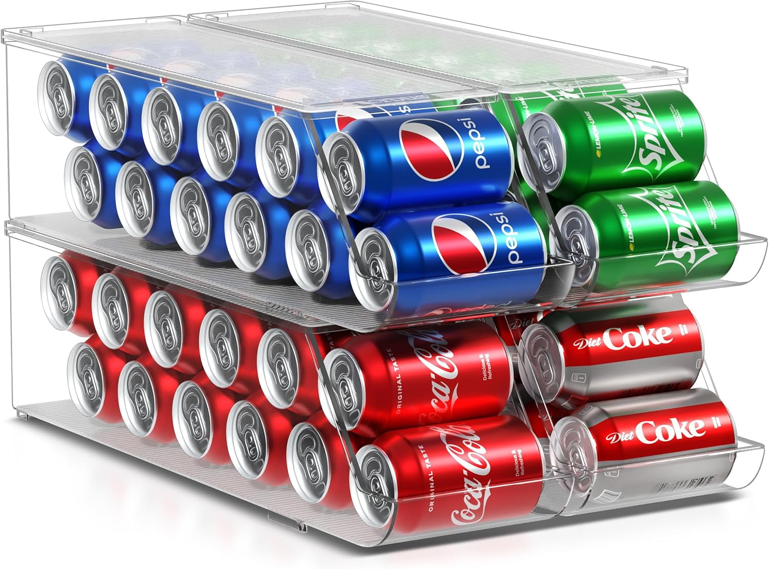 COLOUR 4-Pack Stackable Soda Can Organizer for Refrigerator, Pantry ...