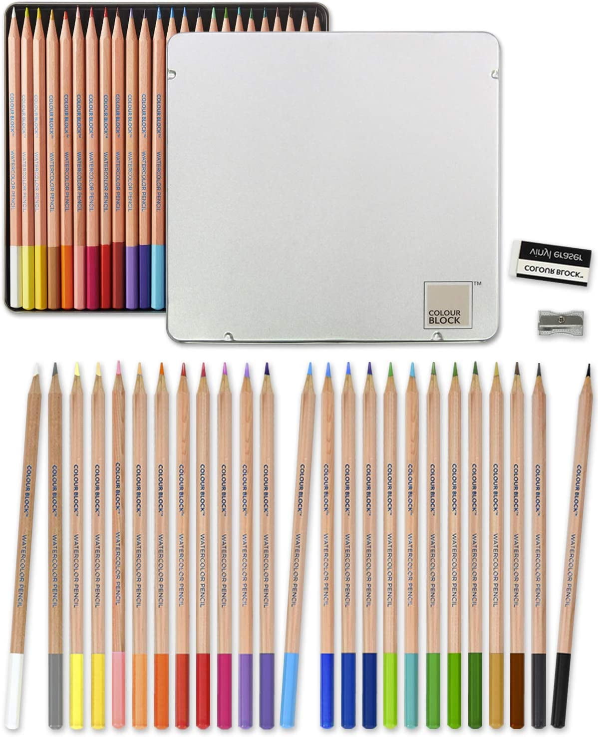 COLOUR BLOCK 24pc Watercolor Pencil Set: Art Supplies Kit for Adults ...