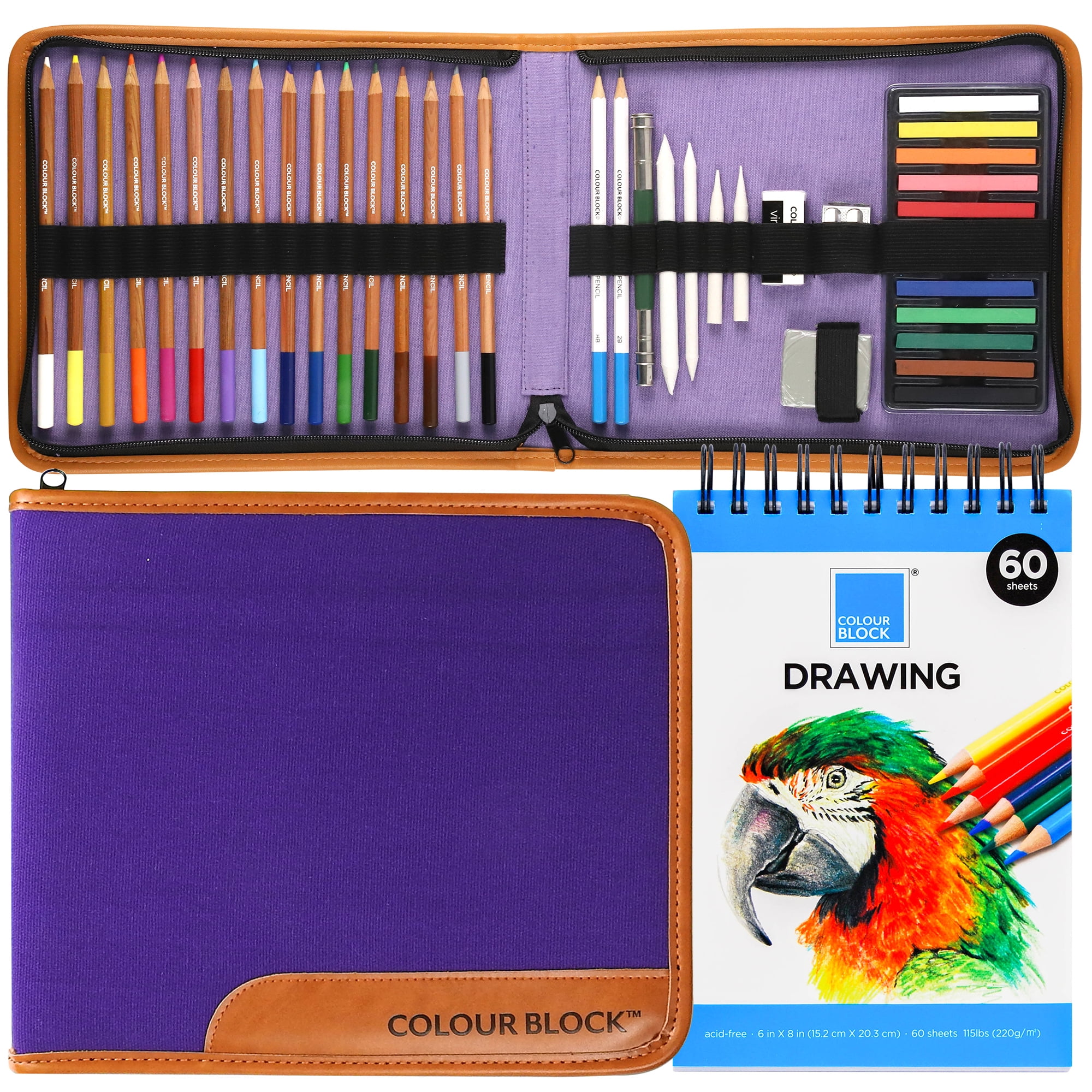 COLOUR BLOCK 40pc Professional Craft Drawing Art Set for Kids & Adults ...