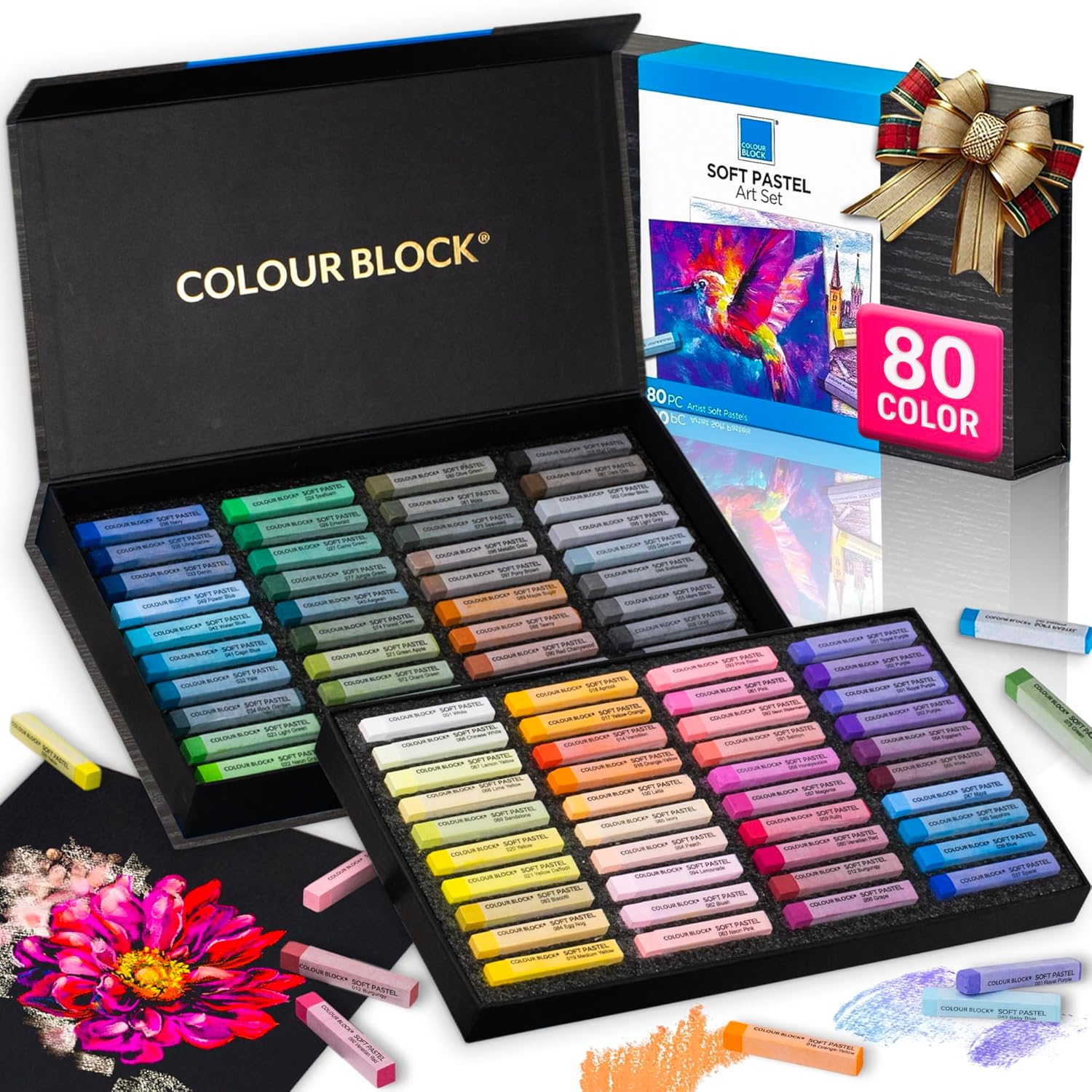 COLOUR BLOCK Soft Pastels for Artists - 80 Colors Square Chalk Soft ...
