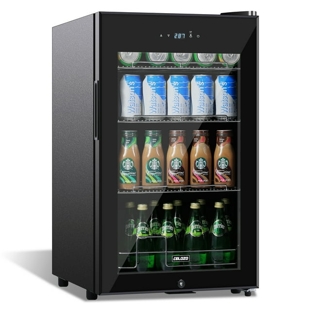 COLOZO Black Beverage Refrigerator Cooler, 96 Cans Freestanding Mini ...