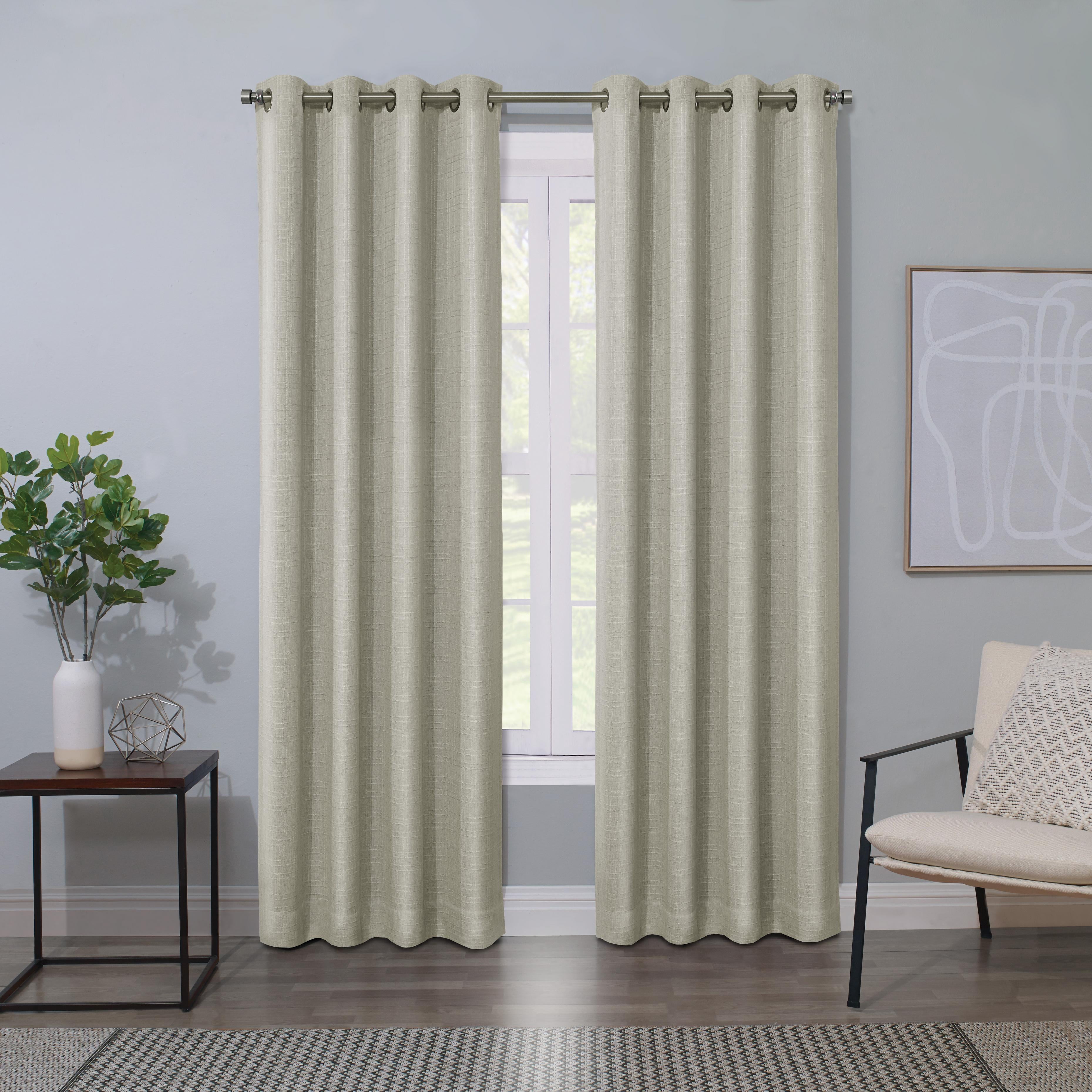 Sunshield 100% Blackout Colton Single Curtain Grommet, 50x63, Linen ...
