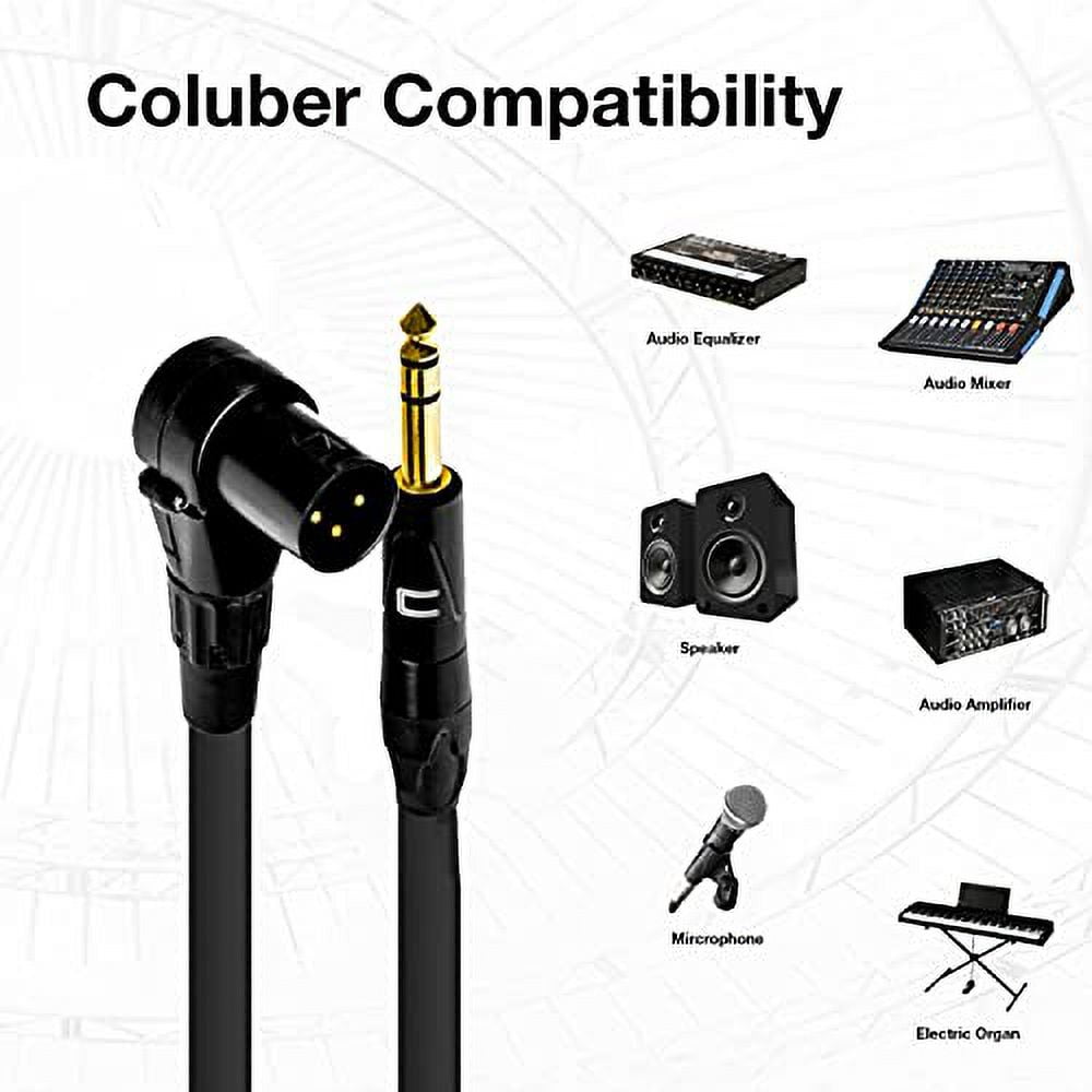 COLUBER CABLE Right Angle XLR Male to 1/4" TRS Male - 50 Feet - Yellow ...