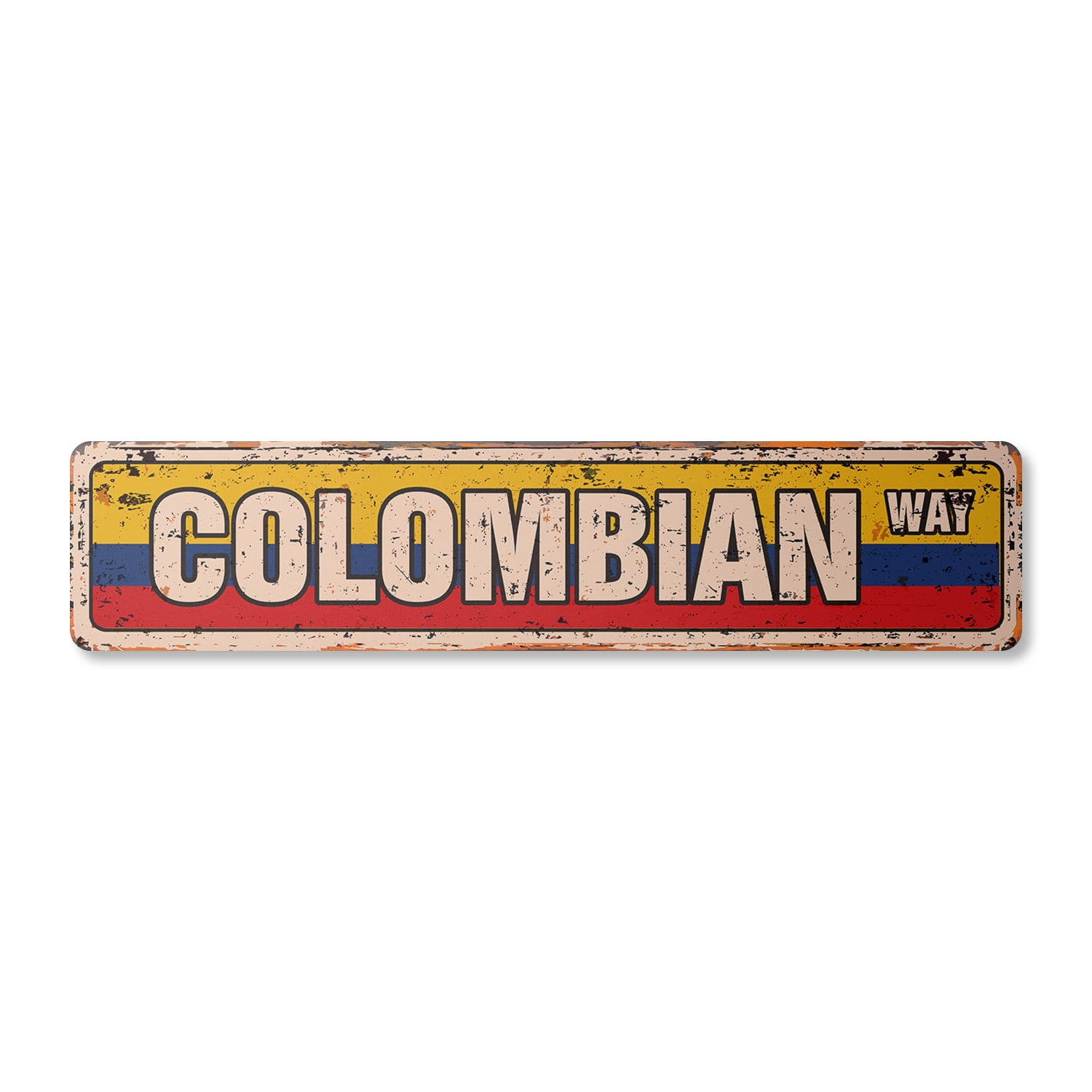 COLUMBIAN FLAG Vintage Plastic Street Sign columbia national nation ...