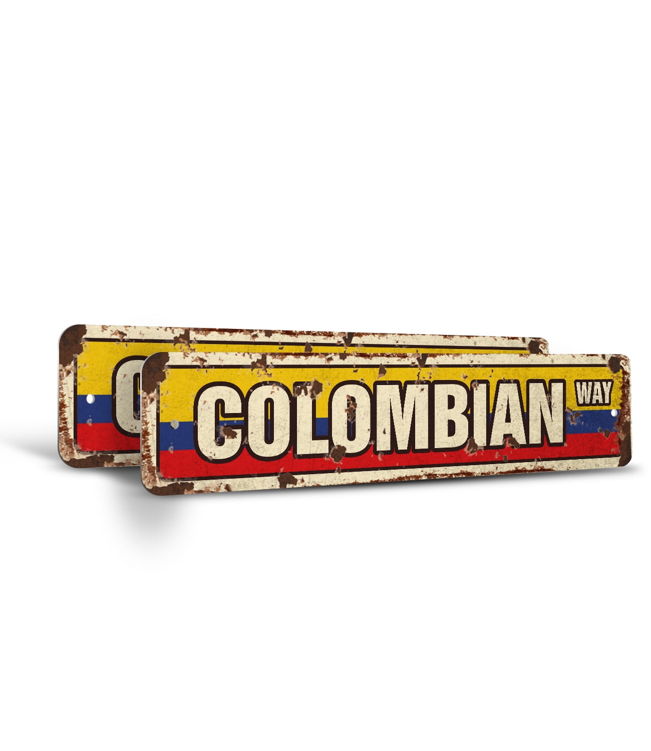 COLUMBIAN FLAG Vintage Style Rustic Street Sign – (2 Pack) Columbia ...