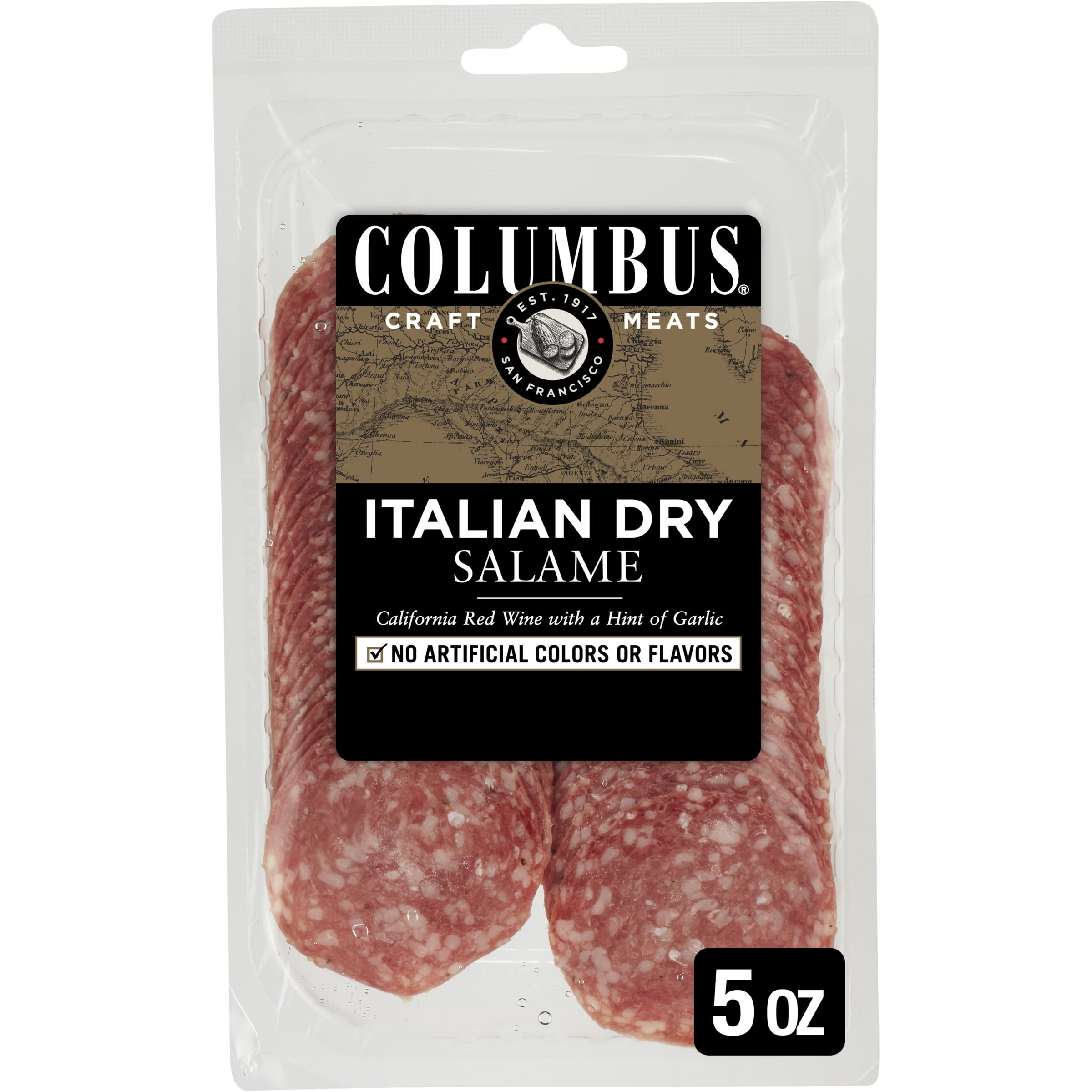 COLUMBUS Italian Dry Pork Salami, Sliced Charcuterie Meat, Serving size ...