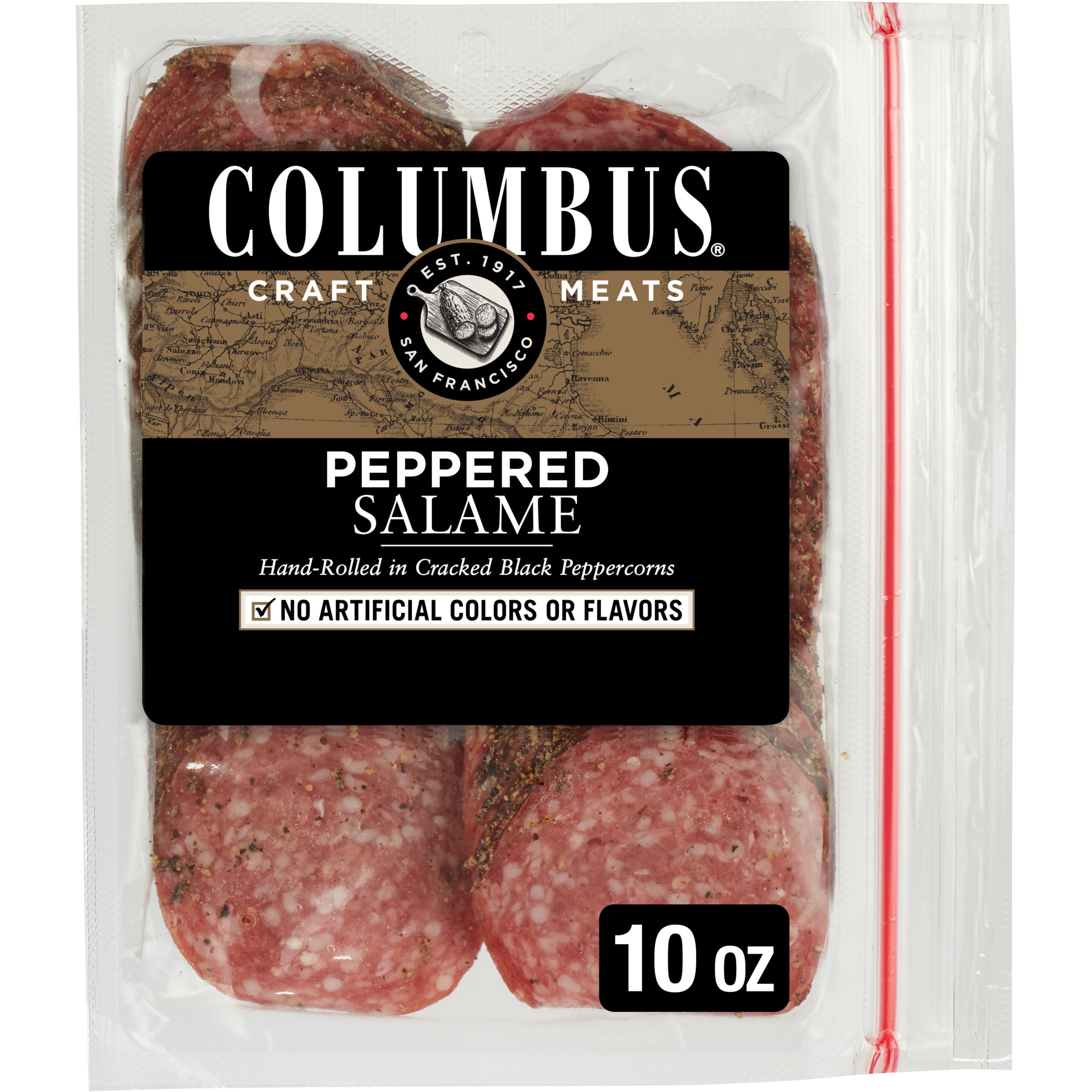 COLUMBUS, Peppered Salami, Sliced Charcuterie Meat, 10oz Pack - Walmart.com