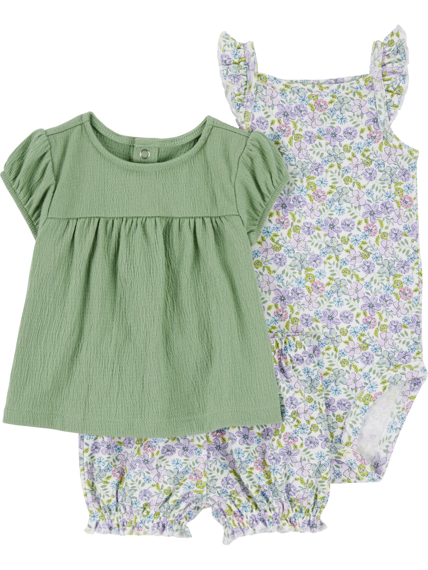 Carter's Child of Mine Baby Girl outfit Set, 3-Piece, Sizes 0/3-24 ...