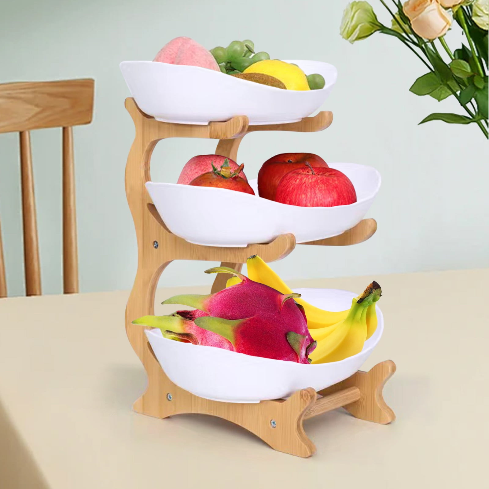 COM1950s 1/2/3-Tier European Ceramic & Wooden Snack Tray - Elegant ...