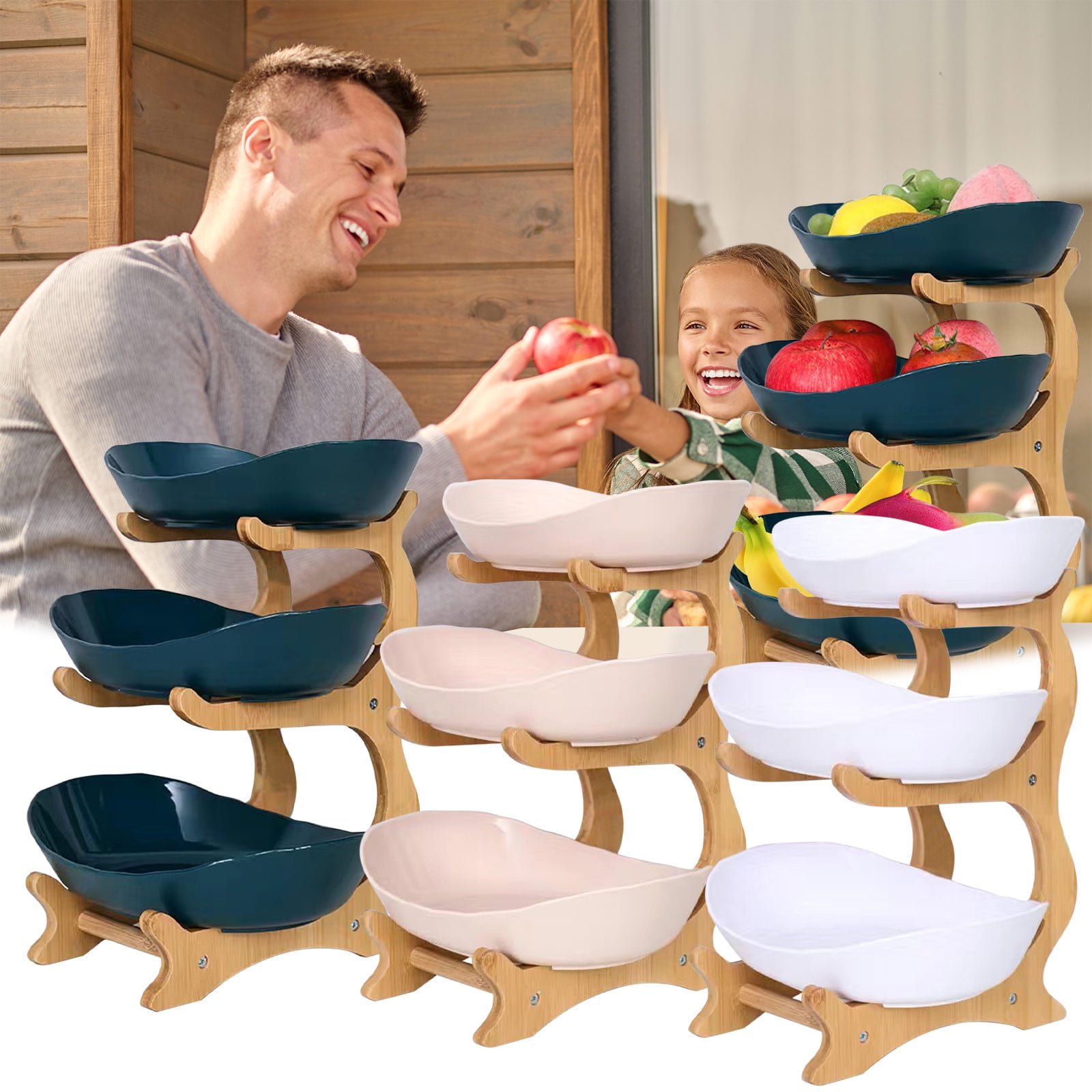 COM1950s 1/2/3-Tier European Ceramic & Wooden Snack Tray - Elegant ...