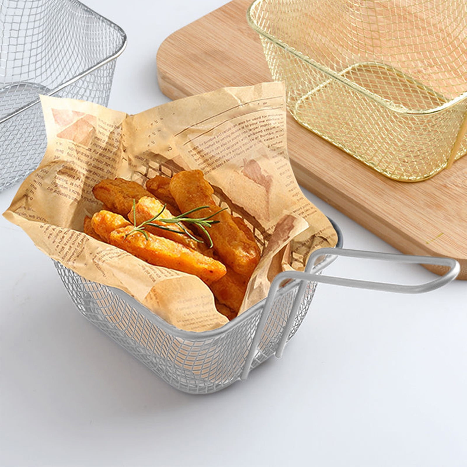COM1950s 1 Pcs Mini Square Fry Baskets,5.7×4.1×2.5Inch Stainless Steel ...