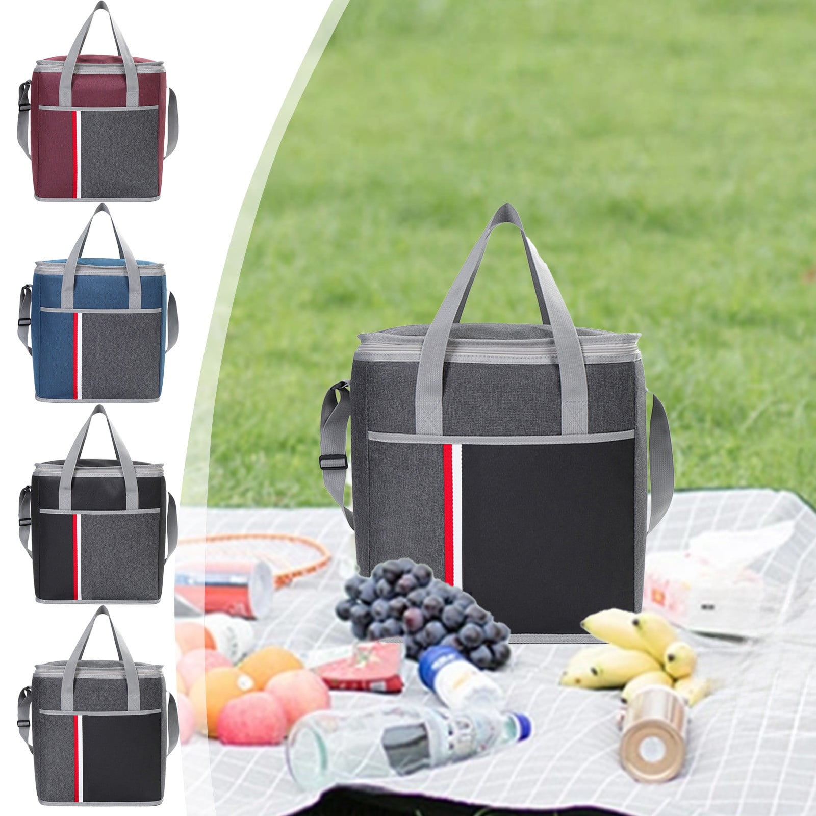 COM1950s 18/24L Insulated Picnic Bag, Portable Cooler Tote with Ice ...