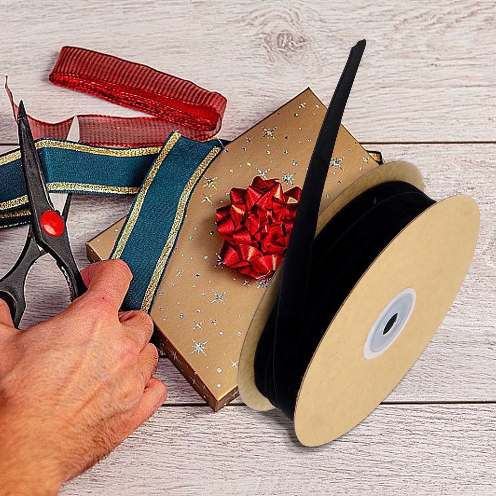 COM1950s 1Cm Velvet Craft Ribbon,Flocking Diy Ribbon for Gift Wrapping ...