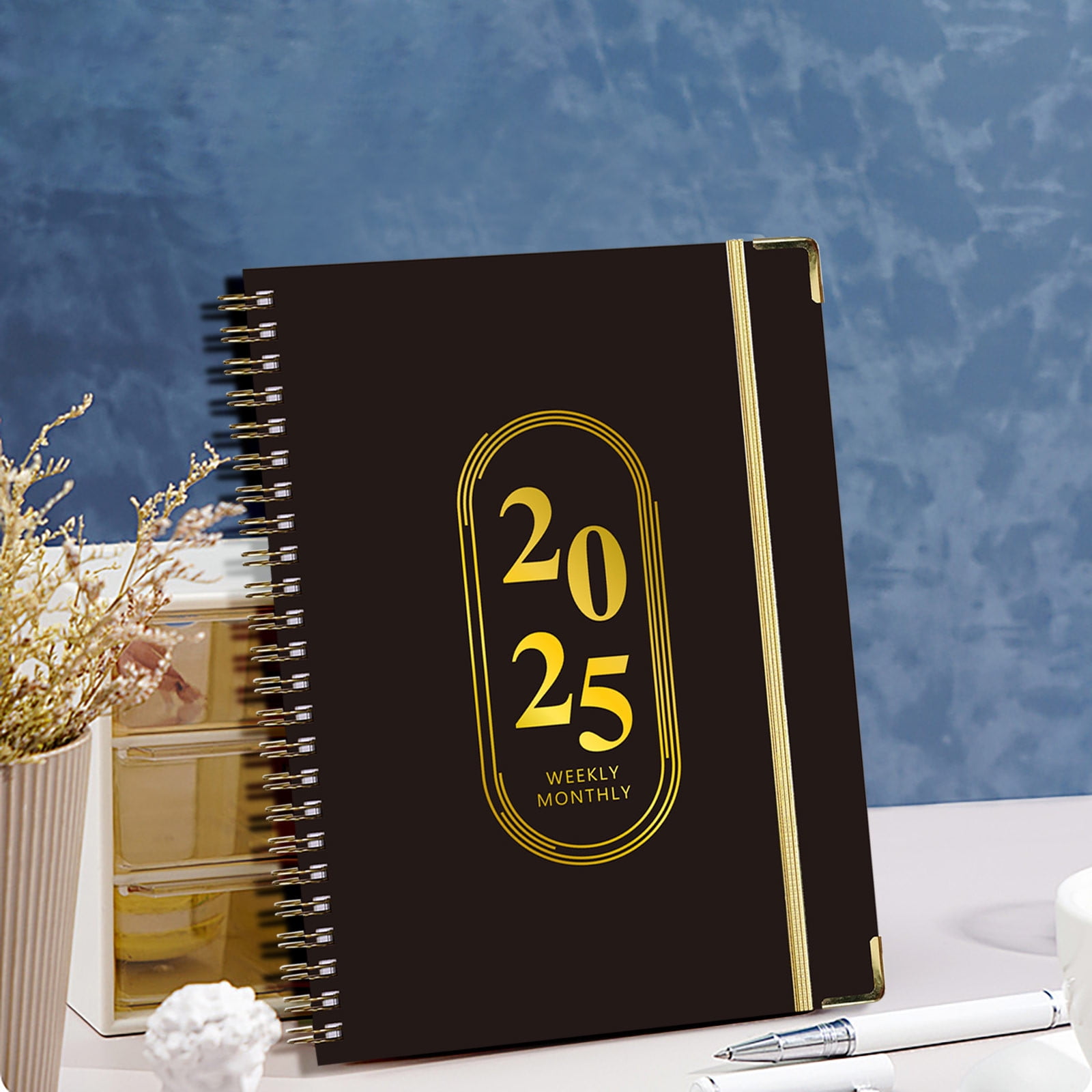 COM1950s 1Pcs Bullet Journal,Spiral Notebook-A5 Notebook Elastic Rope ...