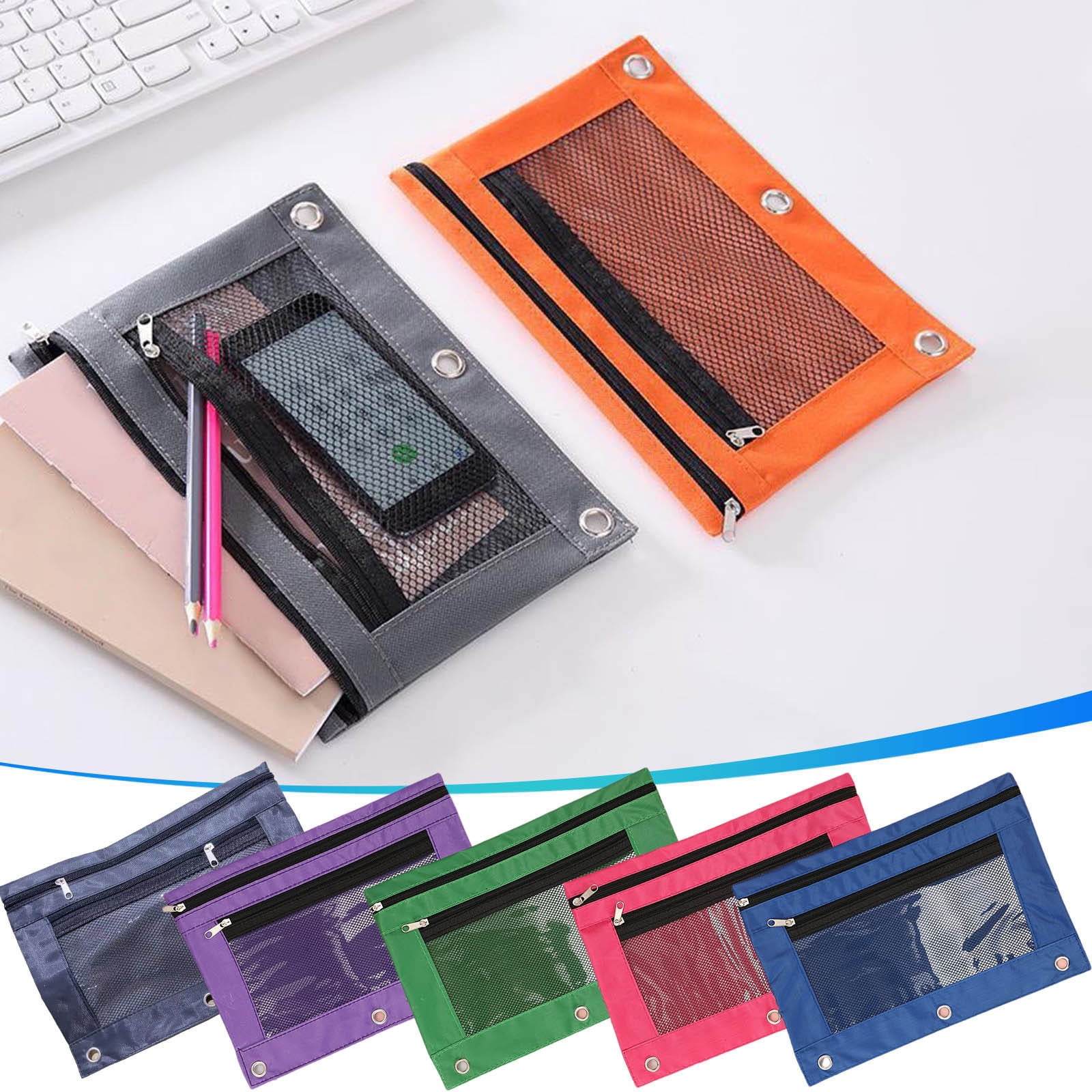 COM1950s 2-Pack 3-Ring Binder Organizers with Clear Pvc Window,Zippered ...