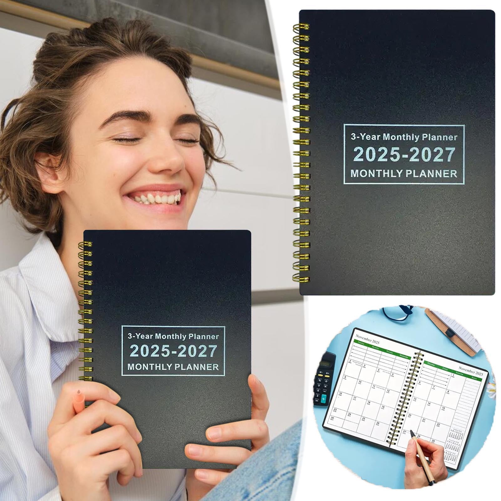 COM1950s 2025-2027 3-Year Monthly Planner,Coil-Bound with Flat Lay ...