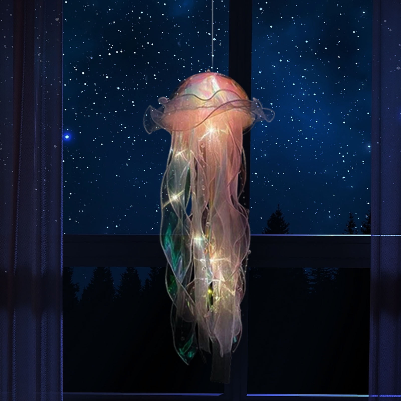 COM1950s 2Pcs Glitter Iridescent Jellyfish Lamp Material Pack New Years ...