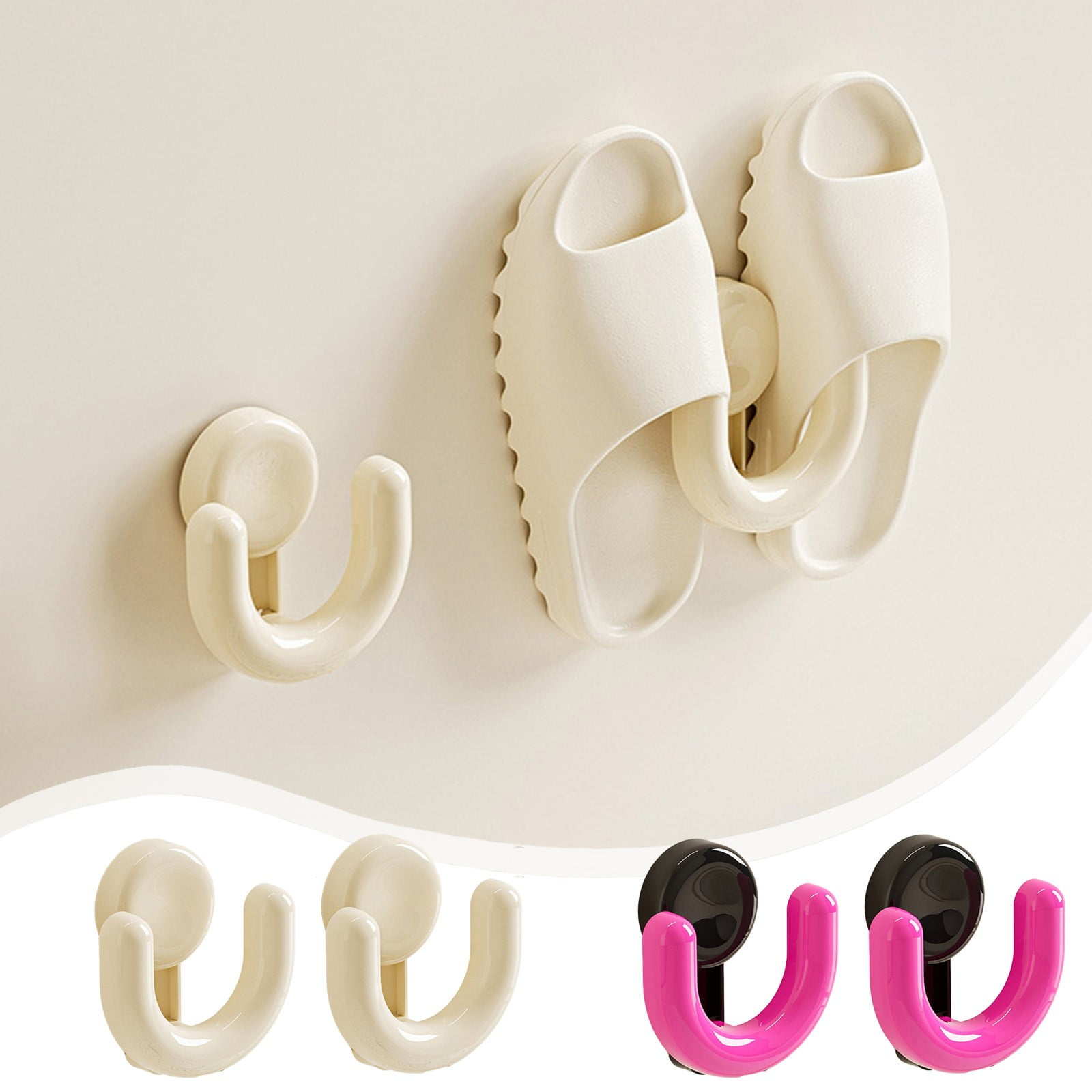 COM1950s 2Pcs No-Drill Bathroom Slipper Holder with Strong Suction Cups ...