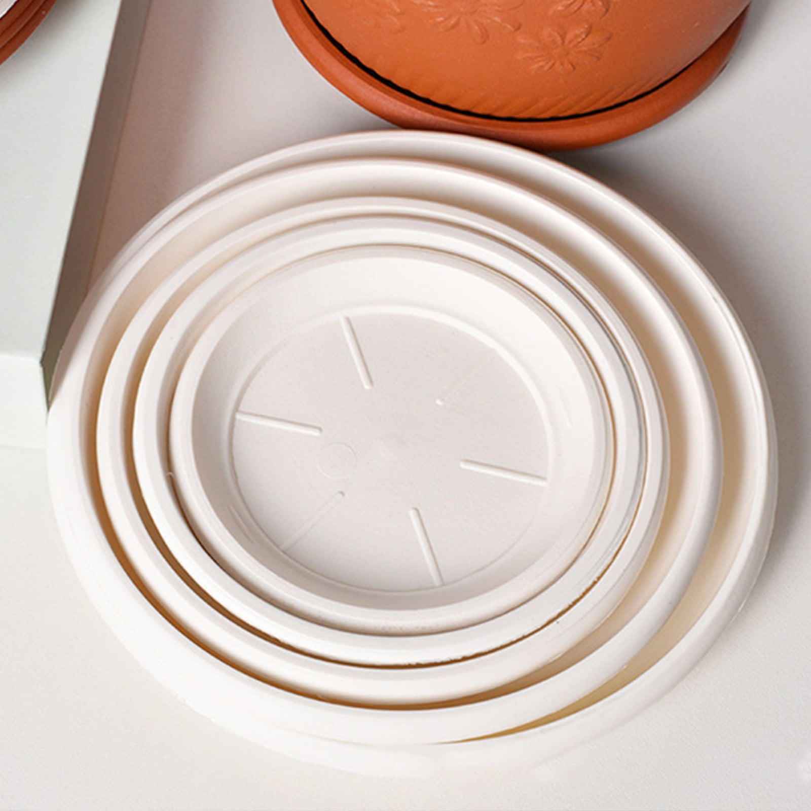 COM1950s 5.91" (4.76" At Base) Brown Plastic Plant Saucer, 6 Pack ...