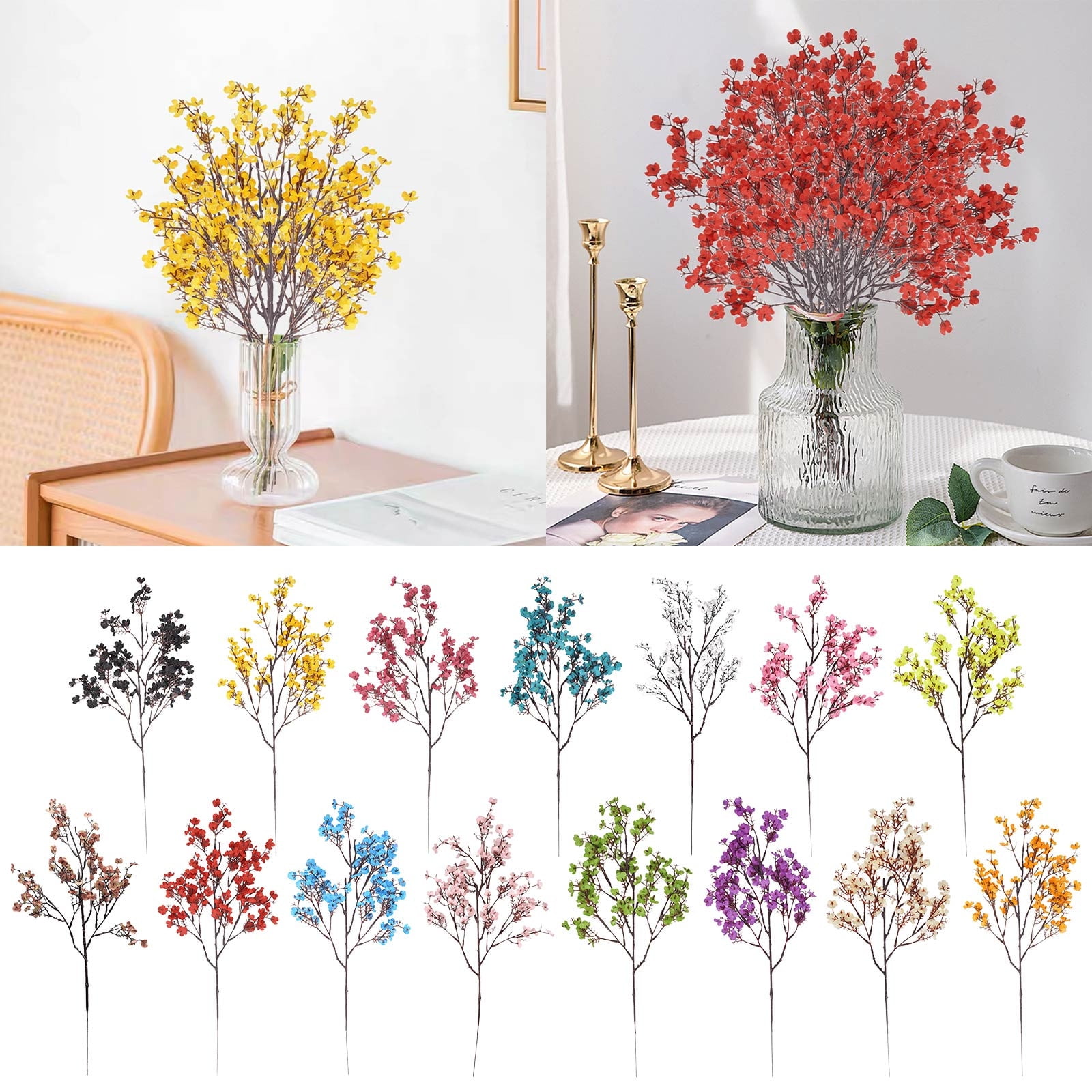 COM1950s 50Cm Zen Inspired Faux Peach Blossom Branches for Home Decor - Realistic Plastic Cherry ...