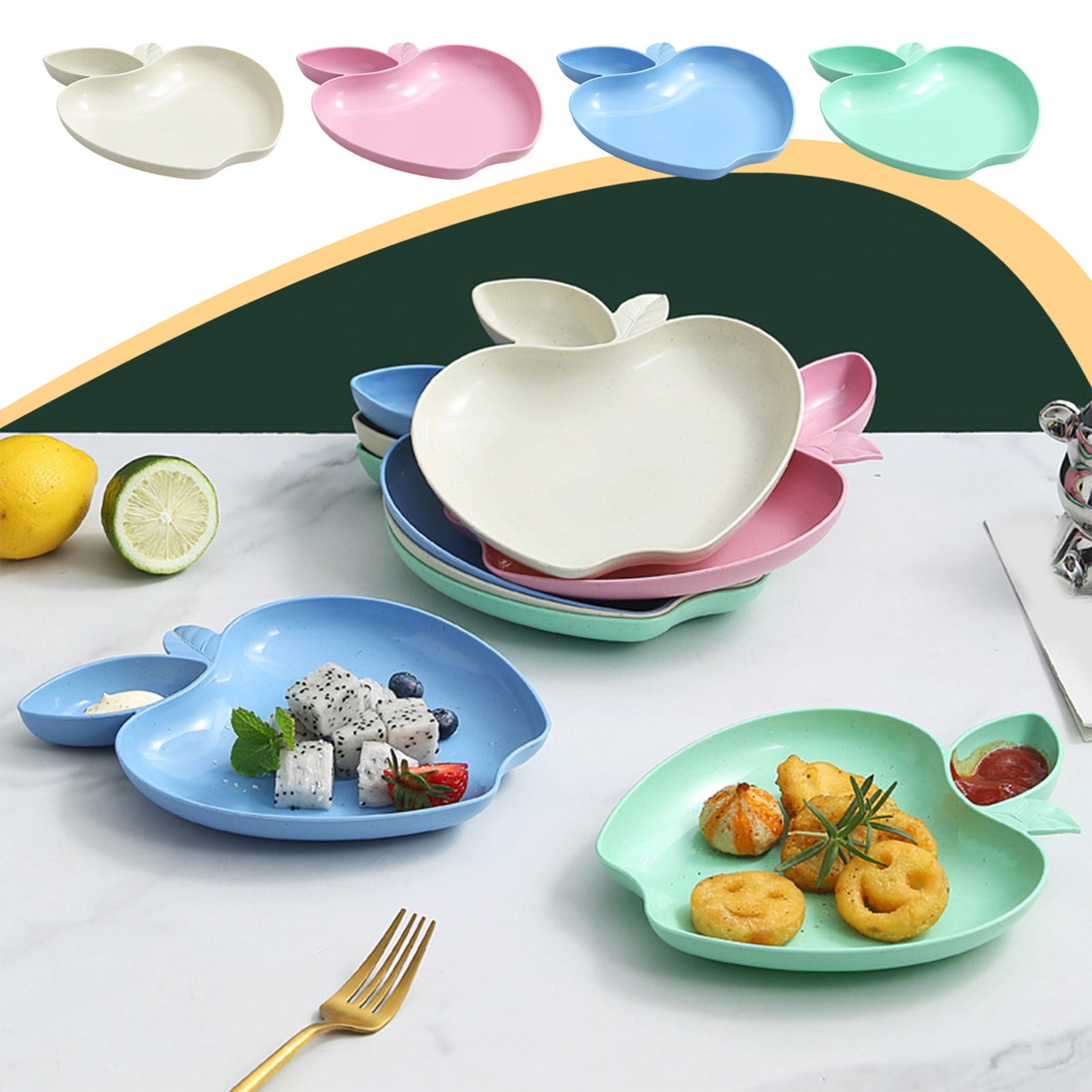 COM1950s 8.5x7-Inch Multi-Use Plastic Plates Set with Vinegar Dish ...