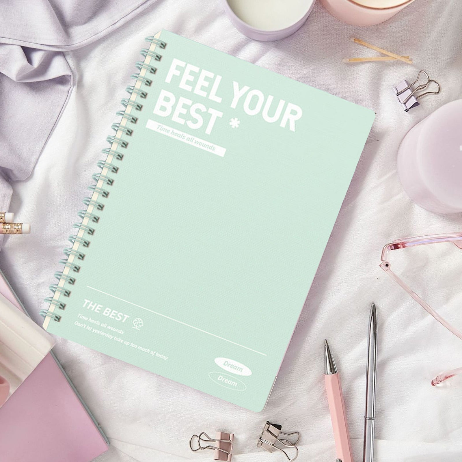 COM1950s A5 Size Spiral Notebook with Grid Paper,Portable Design Featuring Sturdy Plastic Cover ...