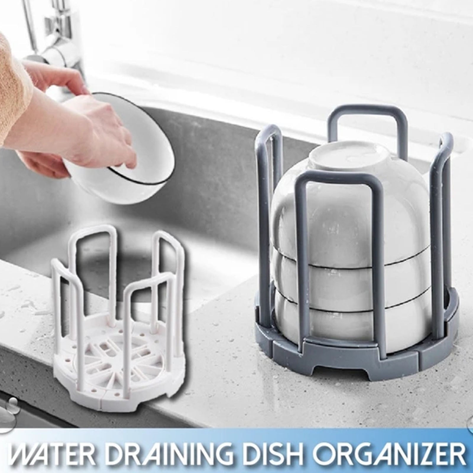 COM1950s Adjustable Expandable Bowl Organizer – Space-Saving Dish Rack ...