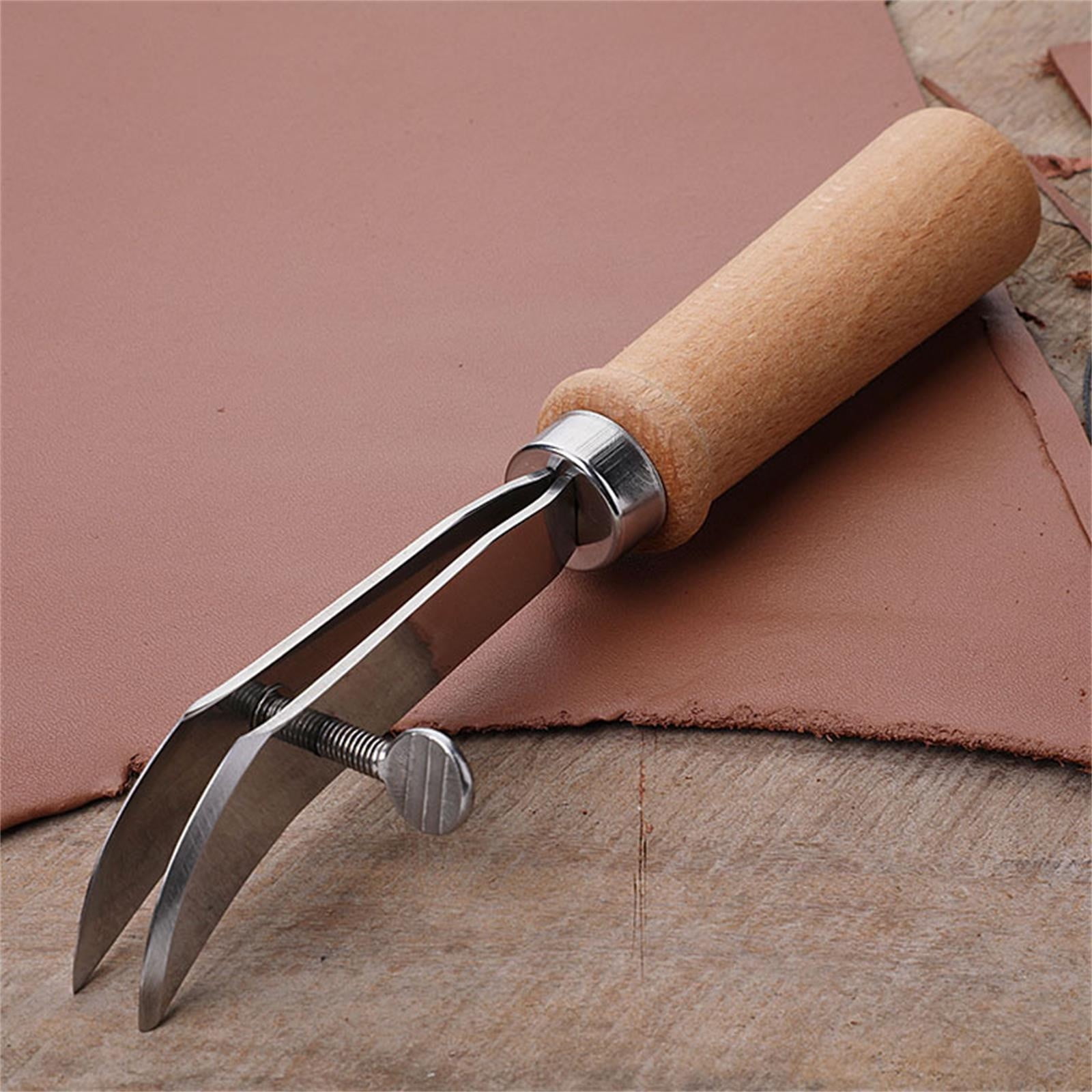 COM1950s Adjustable Leather Groover,Leather Stitching Tool with Wooden ...