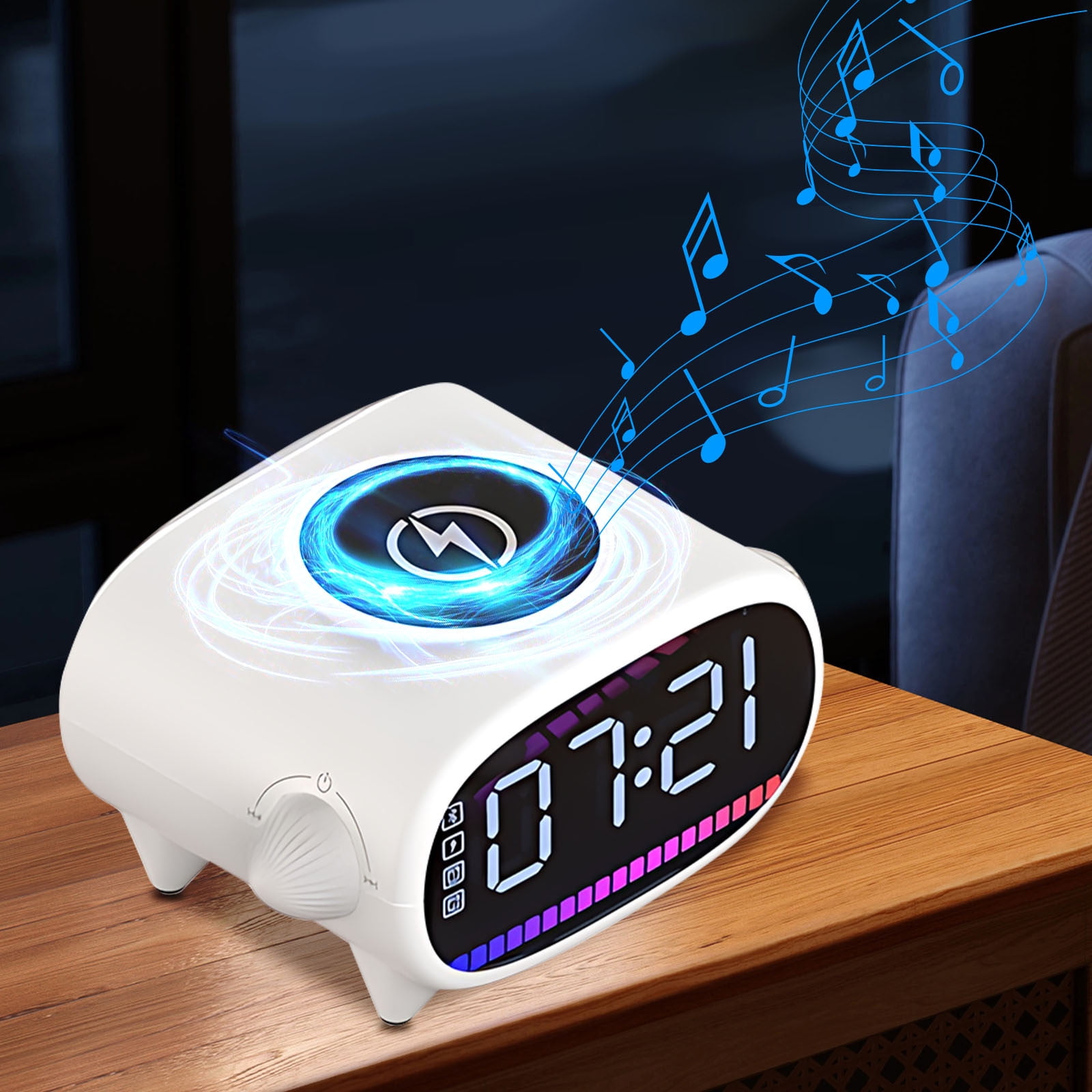 COM1950s Alarm Clock Wireless Charger Multi-Function Five-In-One Alarm Clock Bluetooth Speaker ...