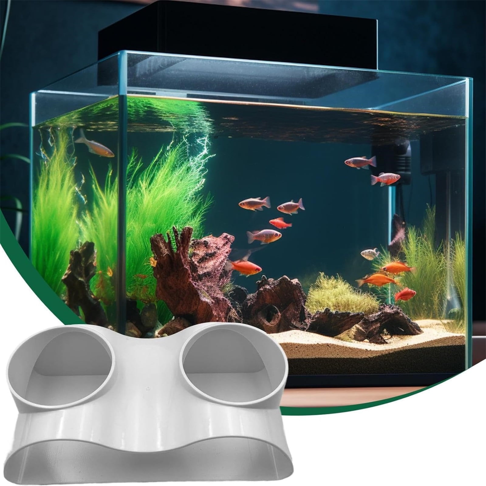 COM1950s Aquarium Cave,Fish Hiding Cave with Double Hole Design,6.9 X 3 ...