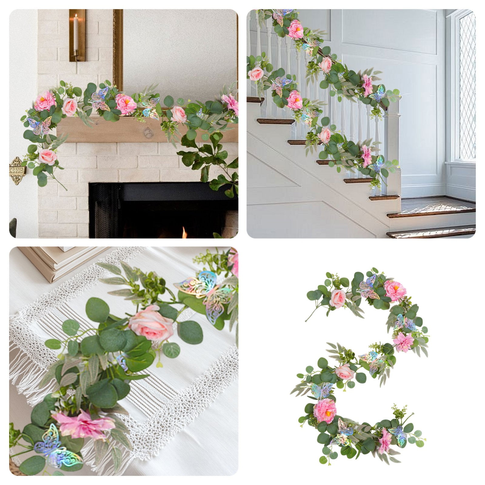 COM1950s Artificial Flower Garland Vine,6Ft Fake Rattan with Roses ...