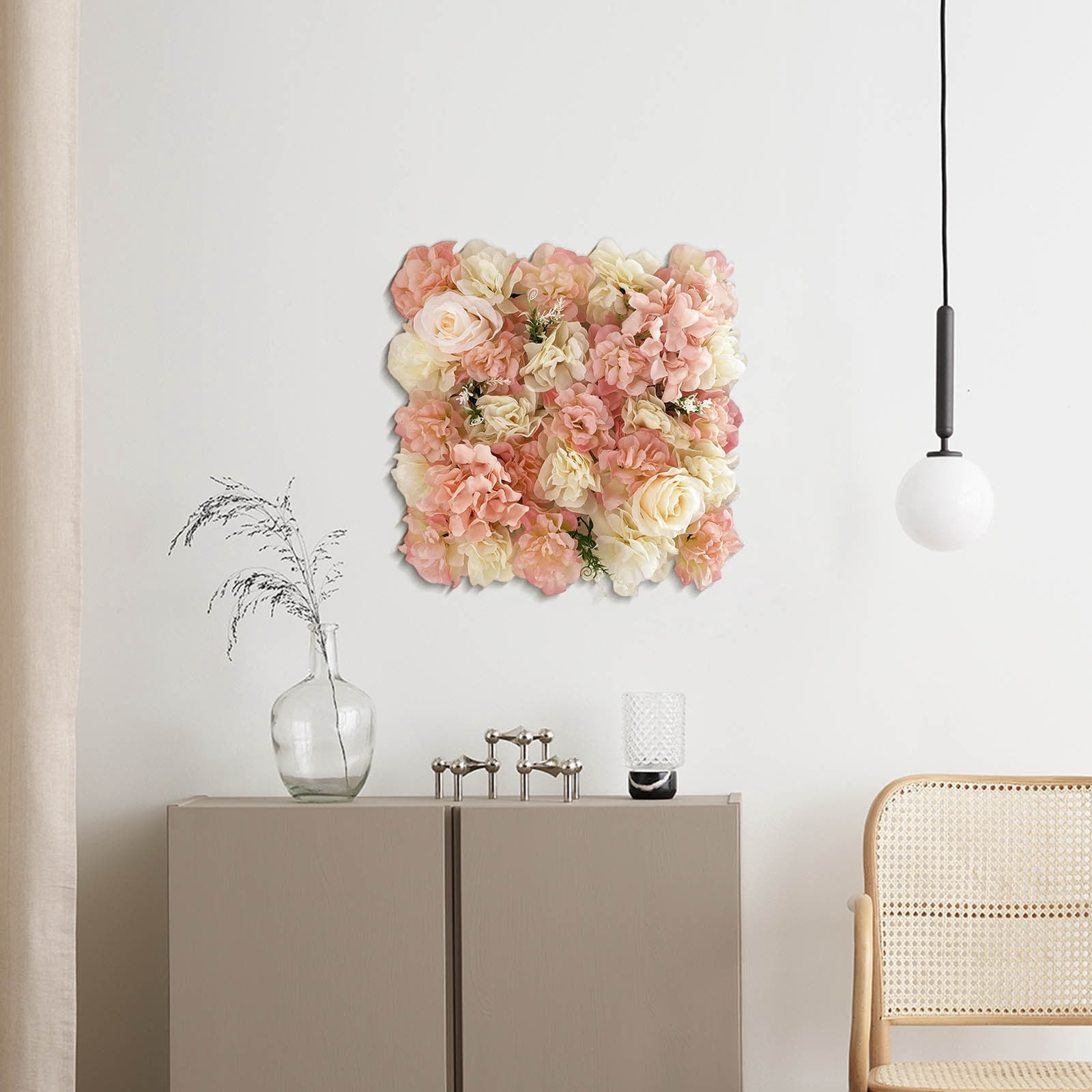 COM1950s Artificial Flower Wall Decor,14 in Rose Flower Panel for ...