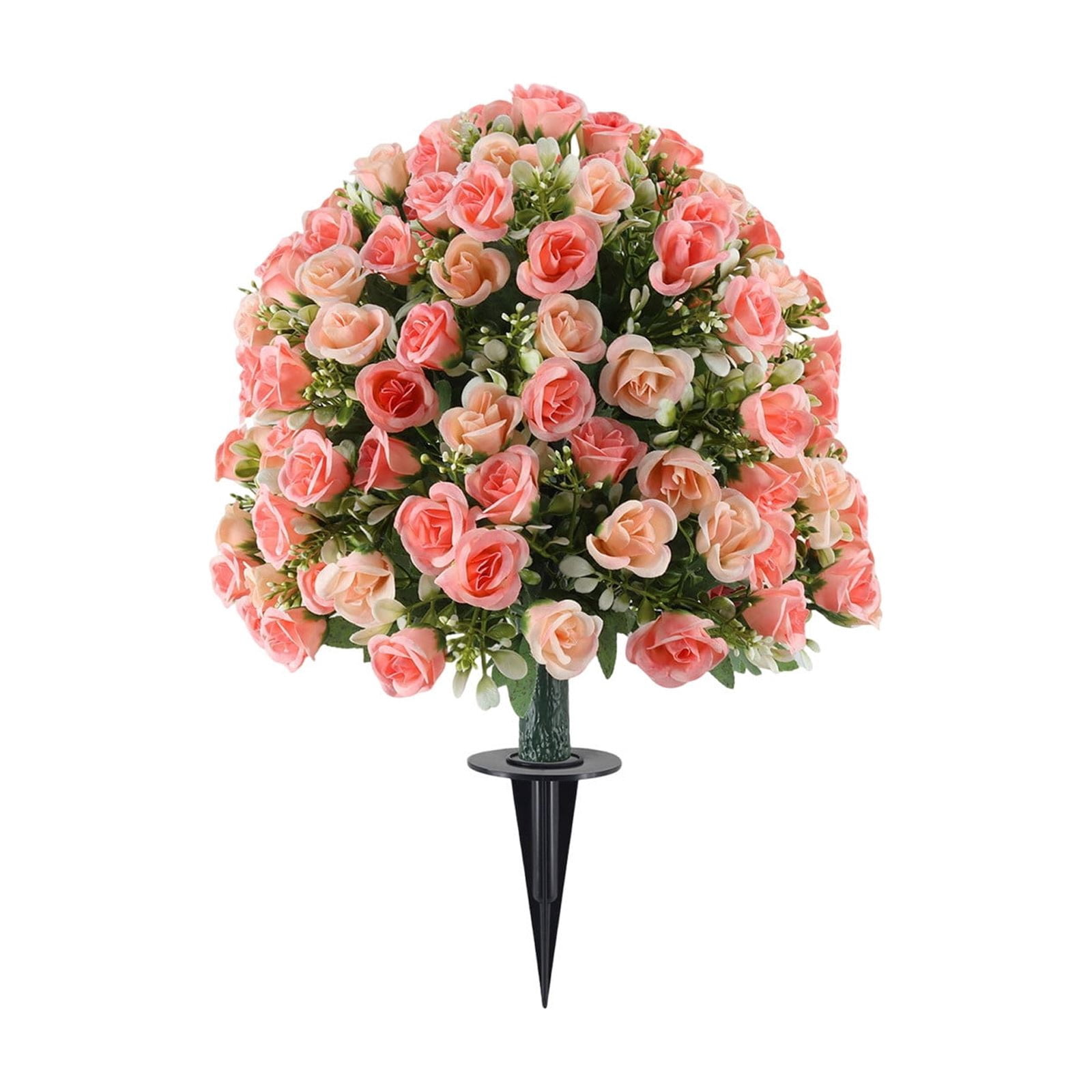 COM1950s Artificial Flowers Ground Stake, Outdoor Faux Rose Bush Spring ...
