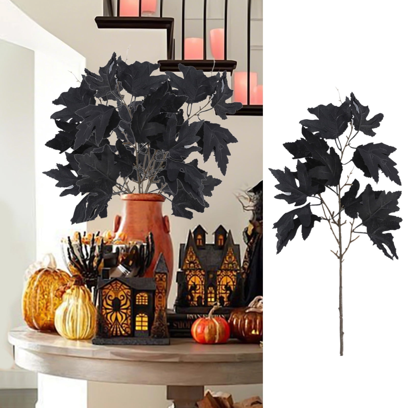 COM1950s Artificial Red Maple Leaves Branches,27.5In Realistic Fake ...